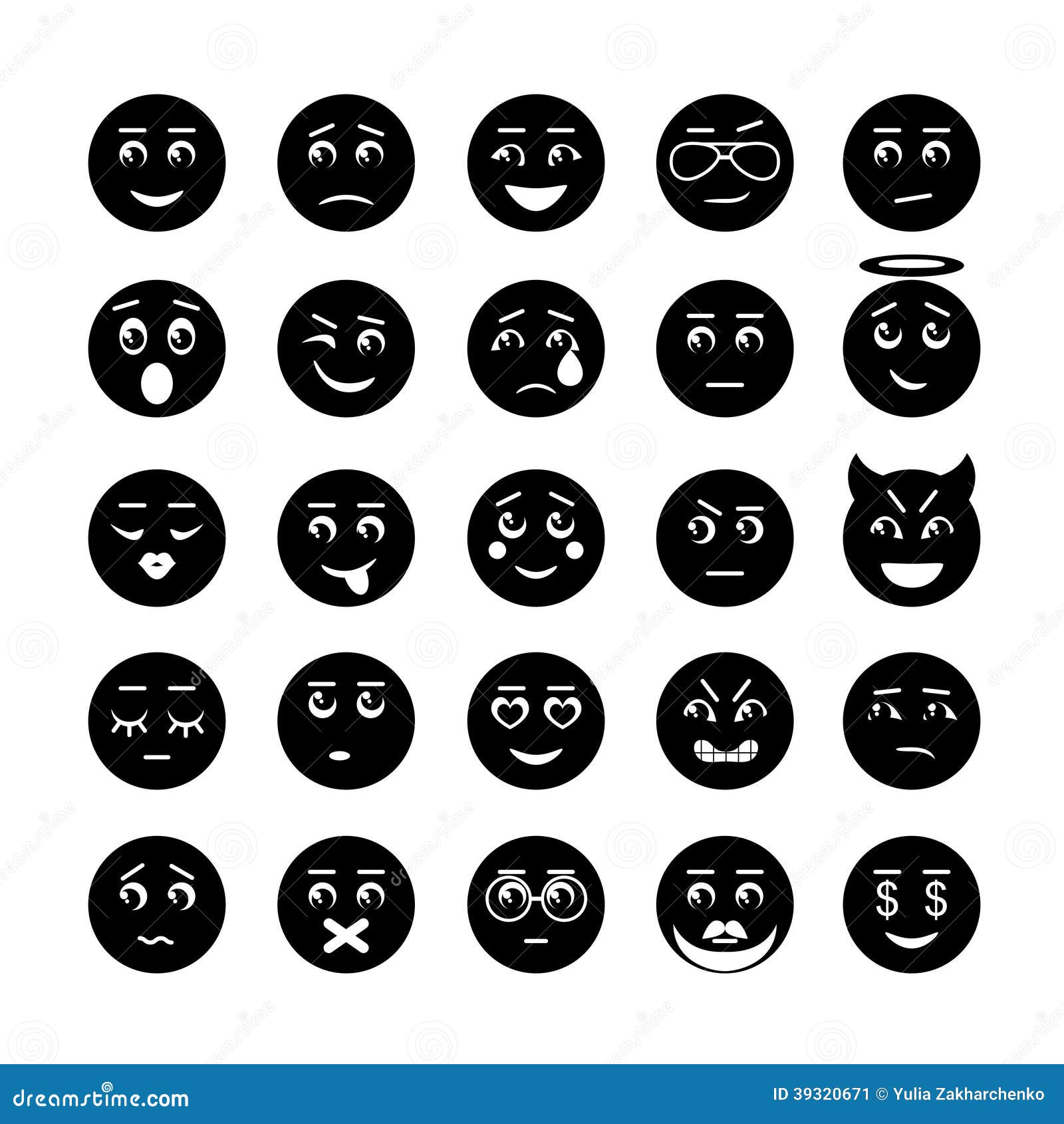 Vector Smiley Faces Icon Collection Stock Vector - Illustration of icon ...