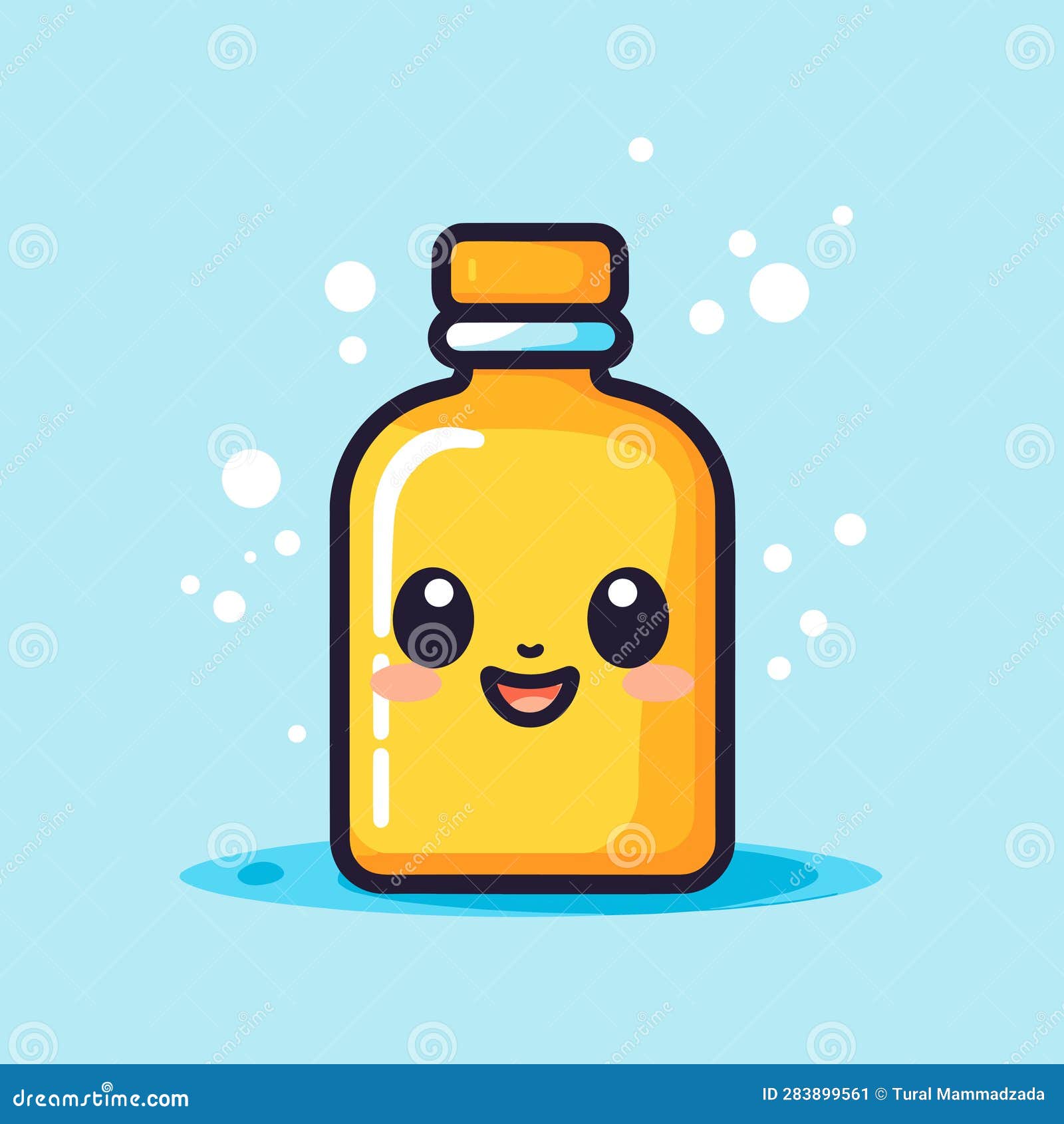 Vector of a Smiling Face on a Bottle, Representing Positivity and ...
