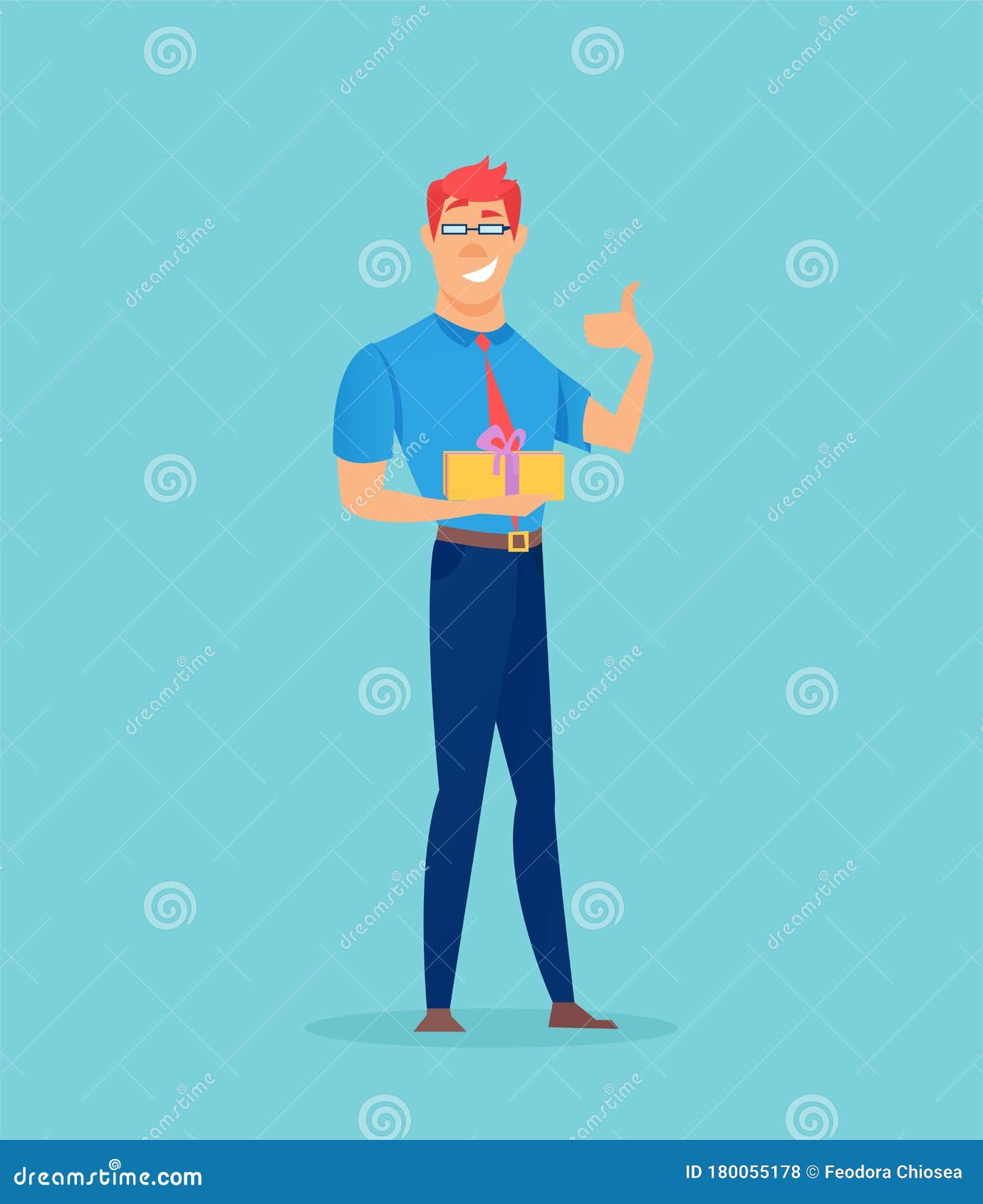 Vector of a Smiling Salesman Advertising a Product Stock Illustration ...