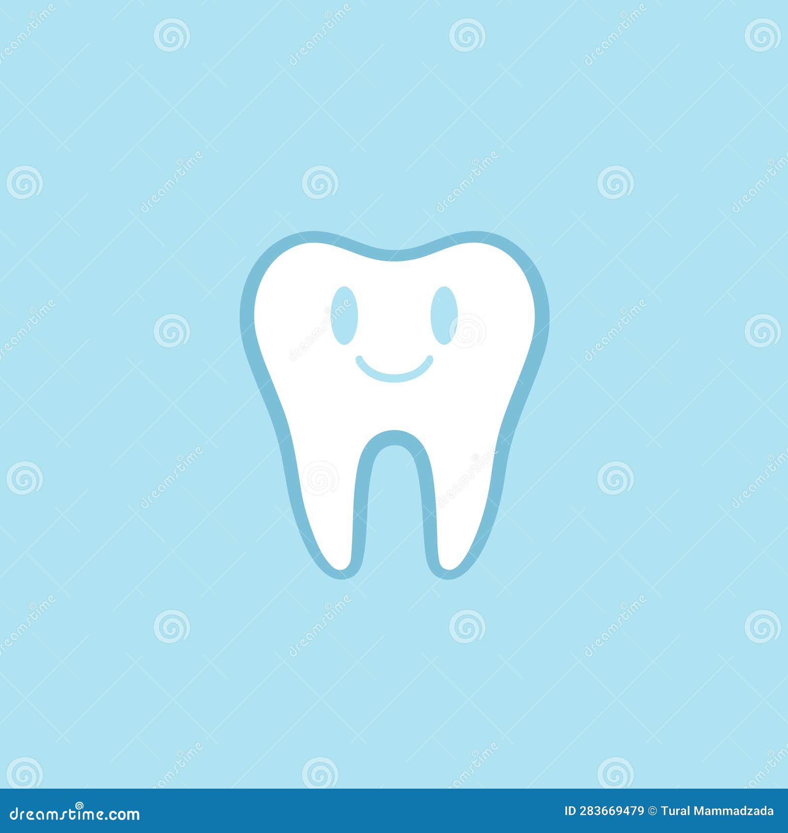 Vector of a Smiling Tooth Icon on a Blue Background Stock Vector ...