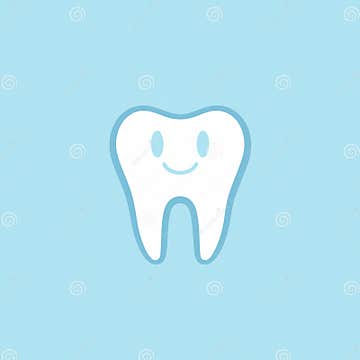 Vector of a Smiling Tooth Icon on a Blue Background Stock Vector ...