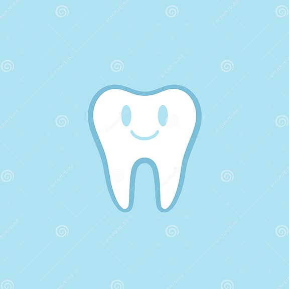 Vector of a Smiling Tooth Icon on a Blue Background Stock Vector ...