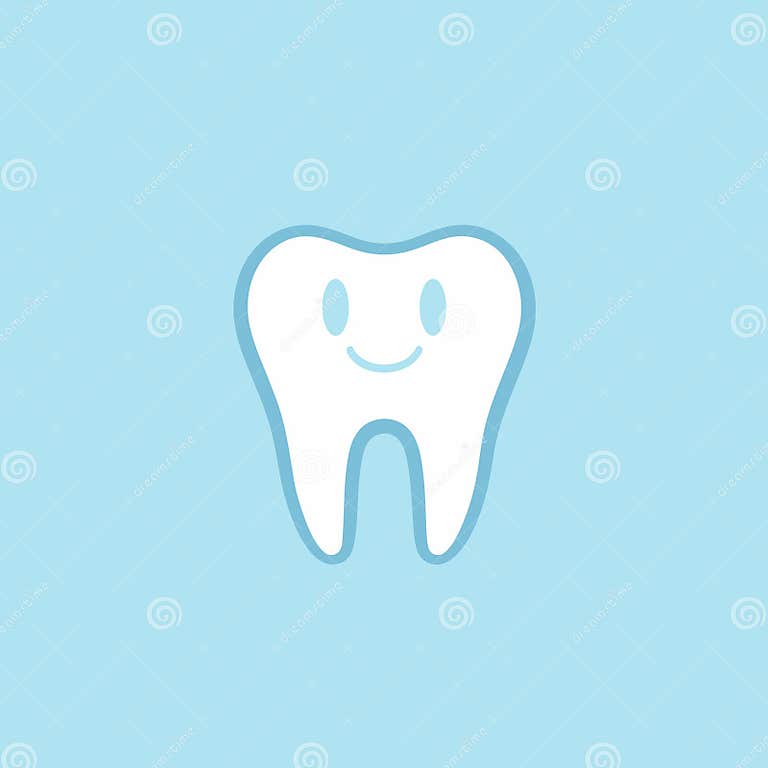 Vector of a Smiling Tooth Icon on a Blue Background Stock Vector ...