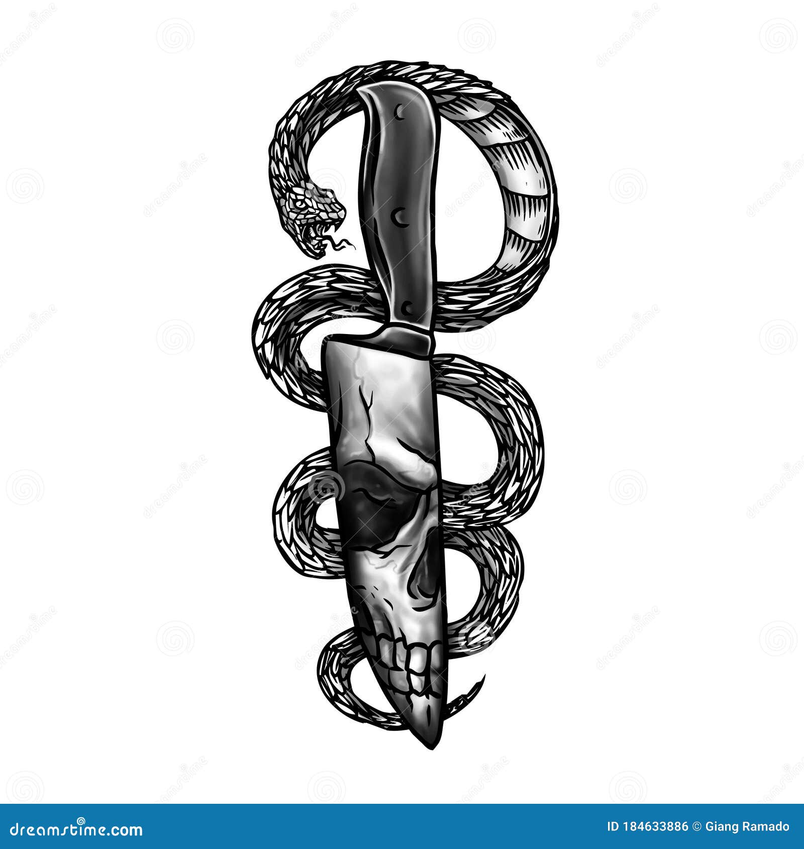 Snake skull stab stock vector. Illustration of blade - 184633886