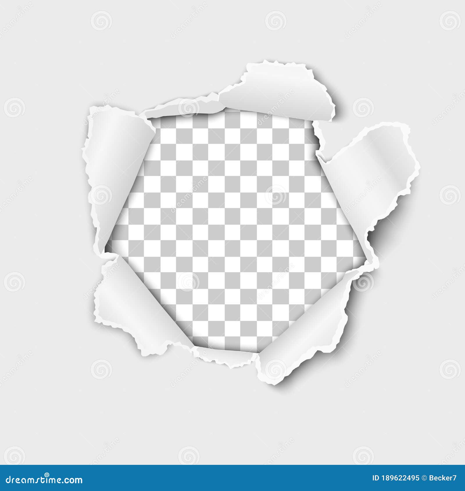 Vector Snatched Middle of White Paper with Torn Edges, Soft Shadow and ...