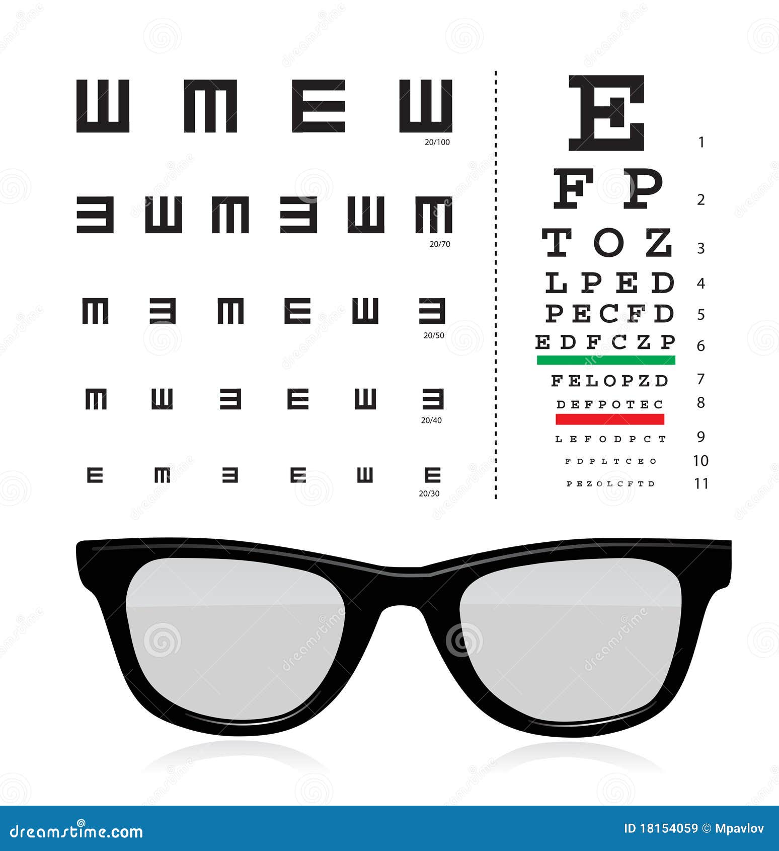 Vector Snellen Eye Test Chart Royalty Free Stock Images - Image: 18154059