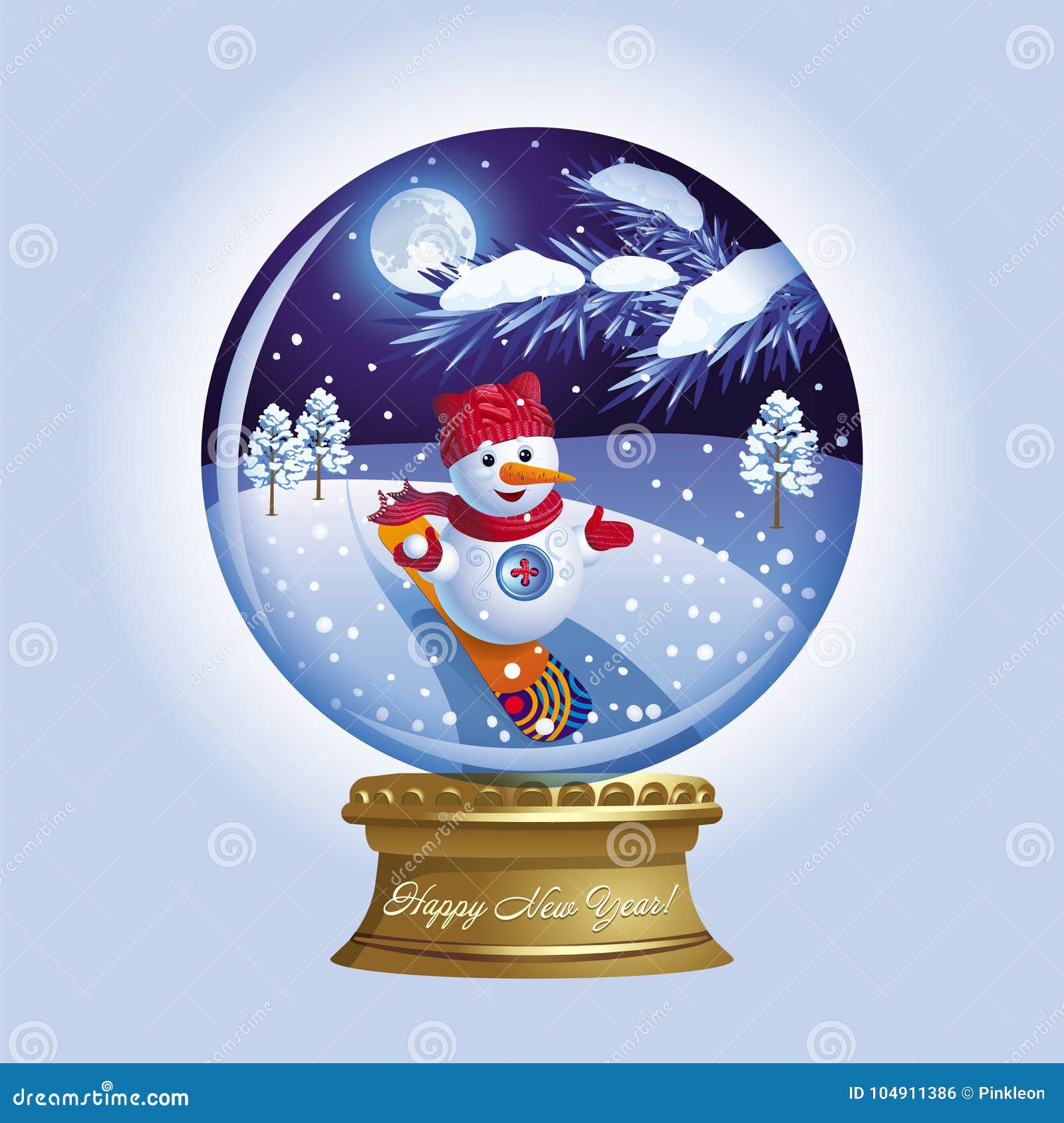 Vector Snow Globe for New Year with Snowman Stock Illustration ...