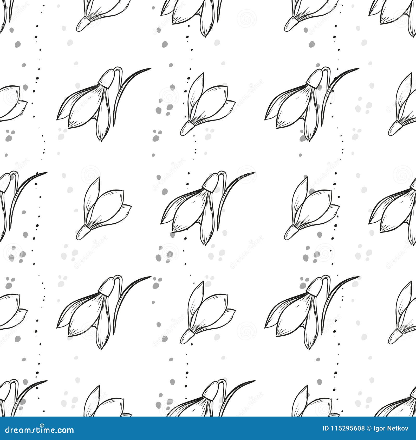 Vector Snowdrop Seamless Pattern Stock Vector - Illustration of flower, flora: 115295608