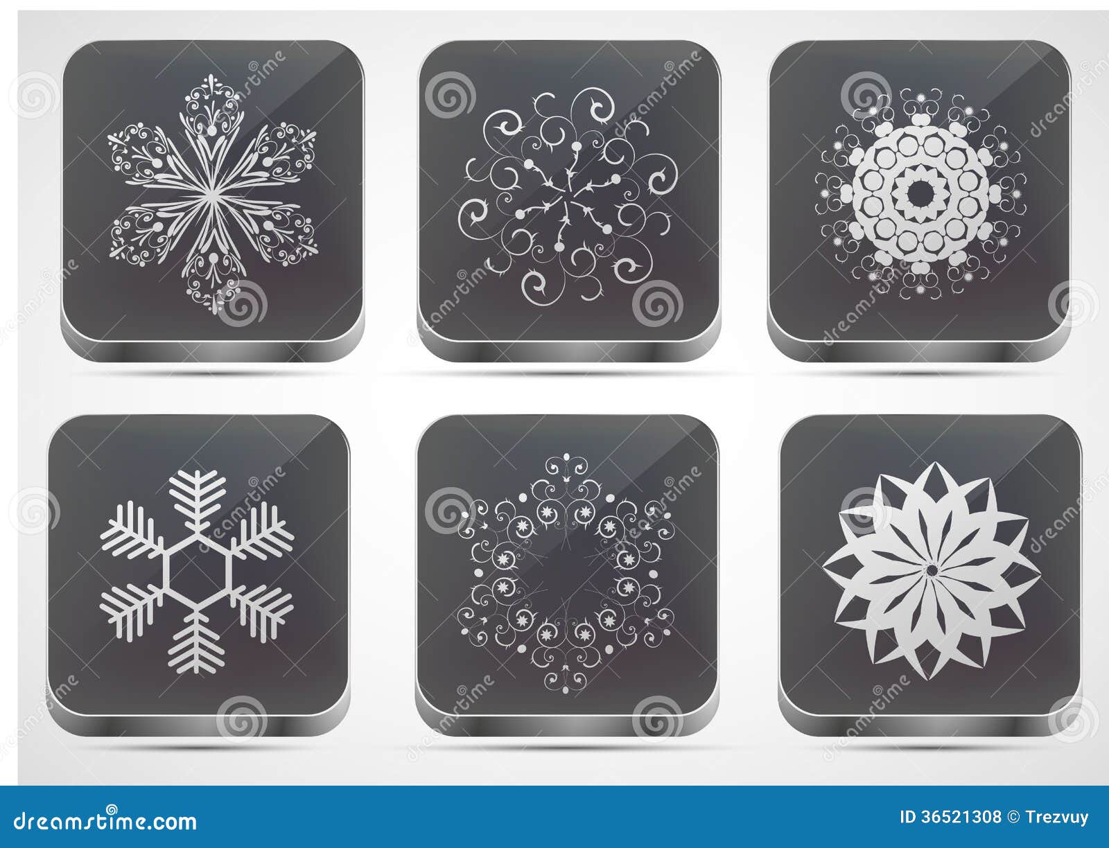 Vector Snowflake App Icon Set. Eps 10 Stock Illustration - Illustration ...