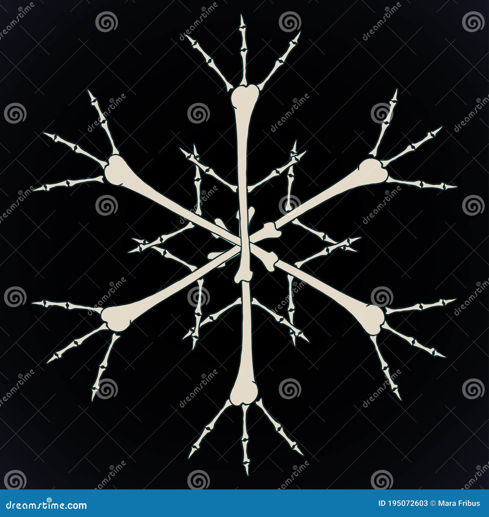 Bones jolly snowlake stock vector. Illustration of beige - 195072603