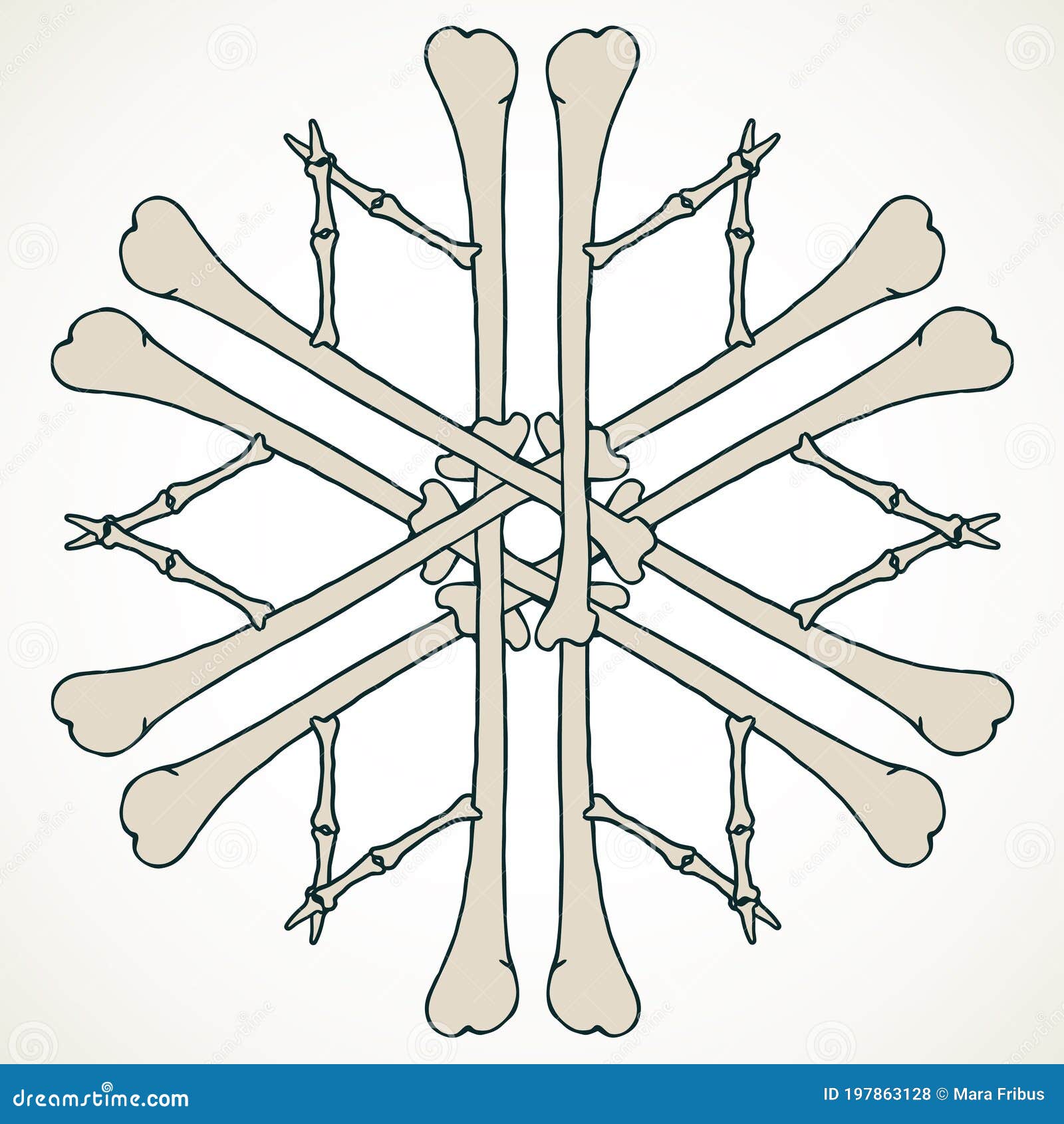 Bones jolly snowlake stock vector. Illustration of crossbones - 197863128
