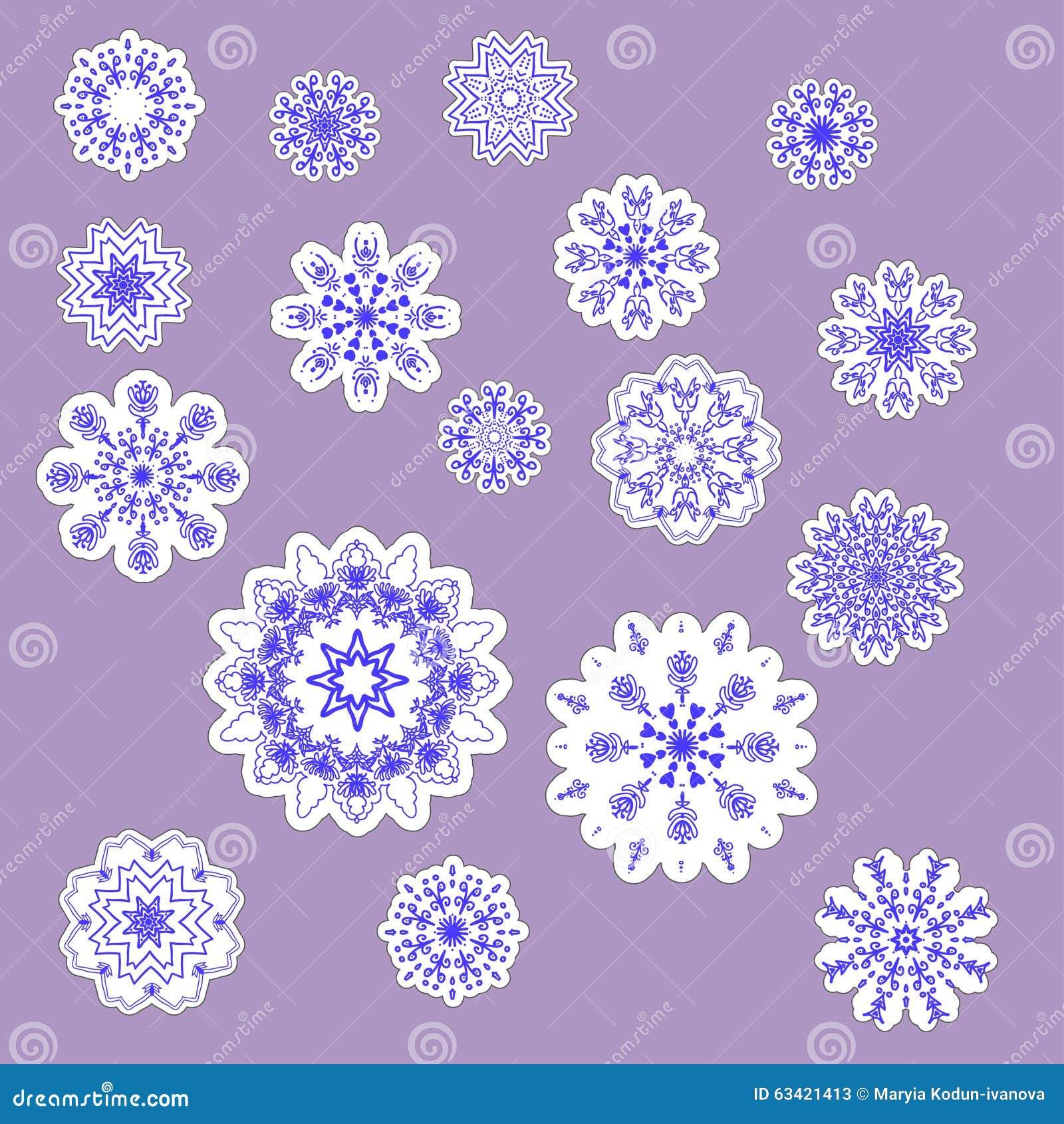 Vector Snowflake Stickers Set Stock Vector - Illustration of blue ...