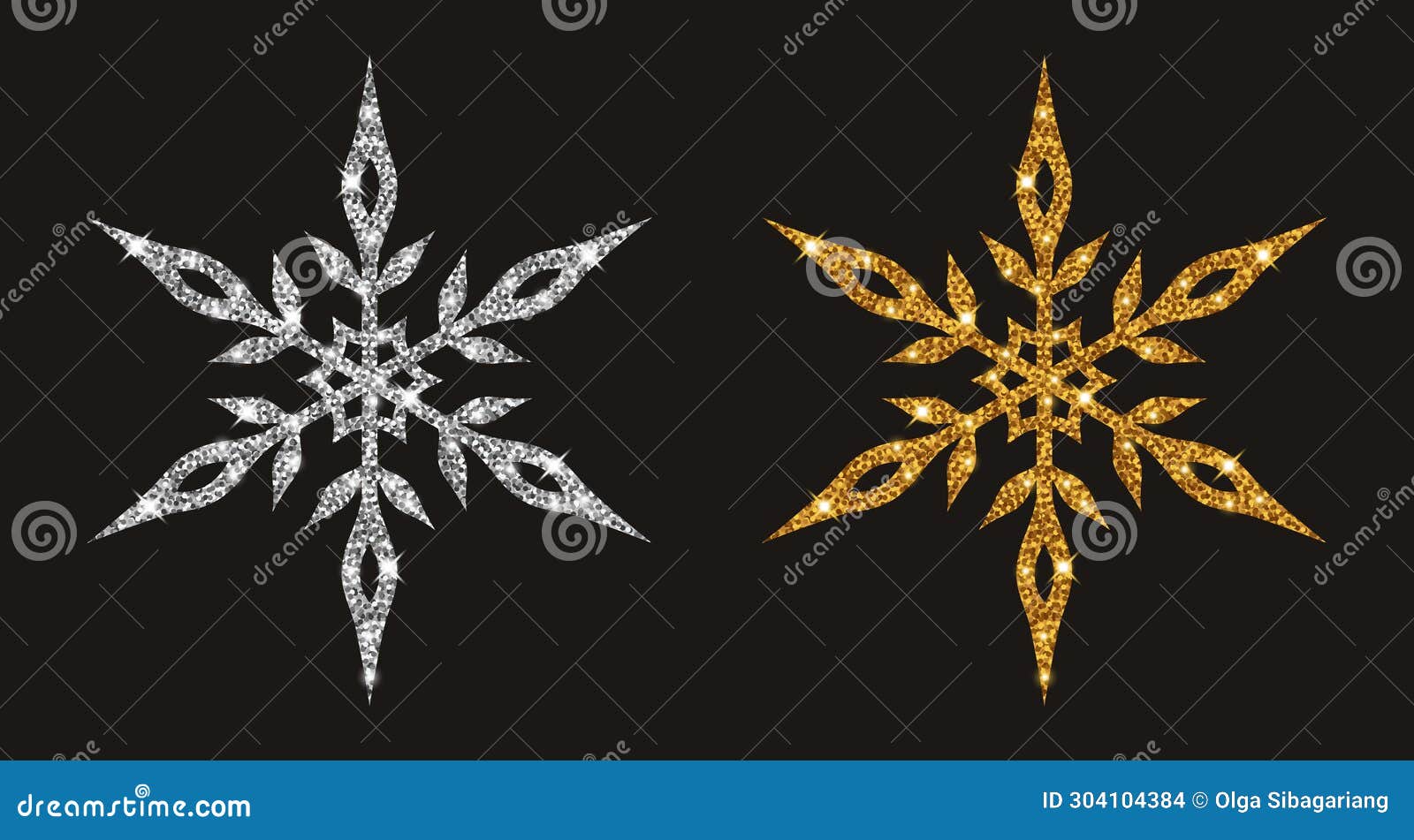 Vector Snowflakes with a Glitter Effect Stock Illustration ...