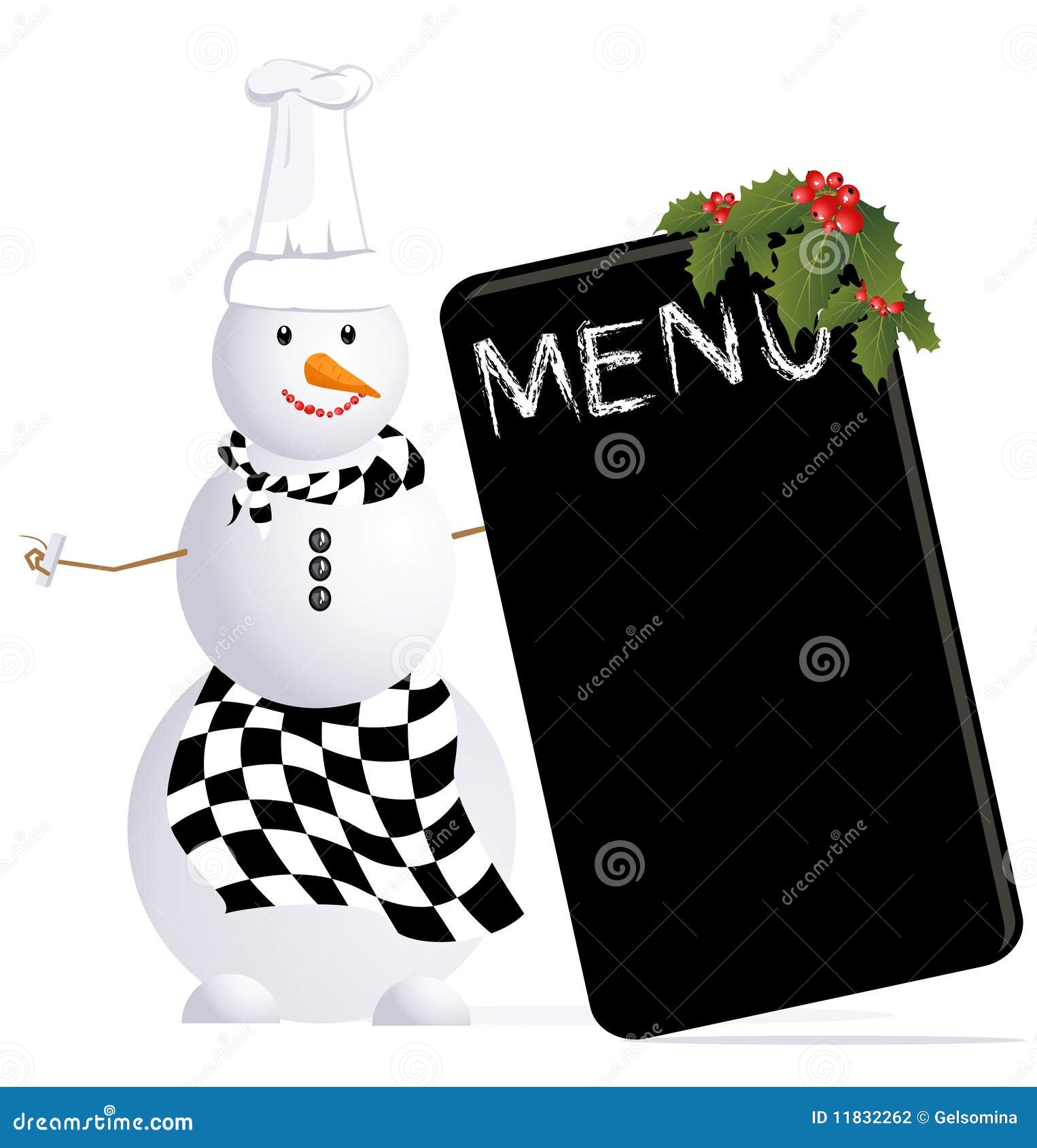 Vector Snowman Chef with Cristmas Menu Stock Vector - Illustration of ...