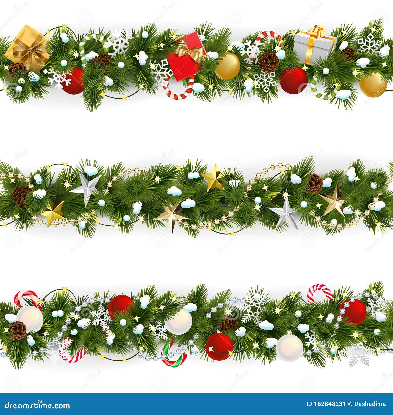 Vector Snowy Christmas Pine Border Stock Vector - Illustration of ...