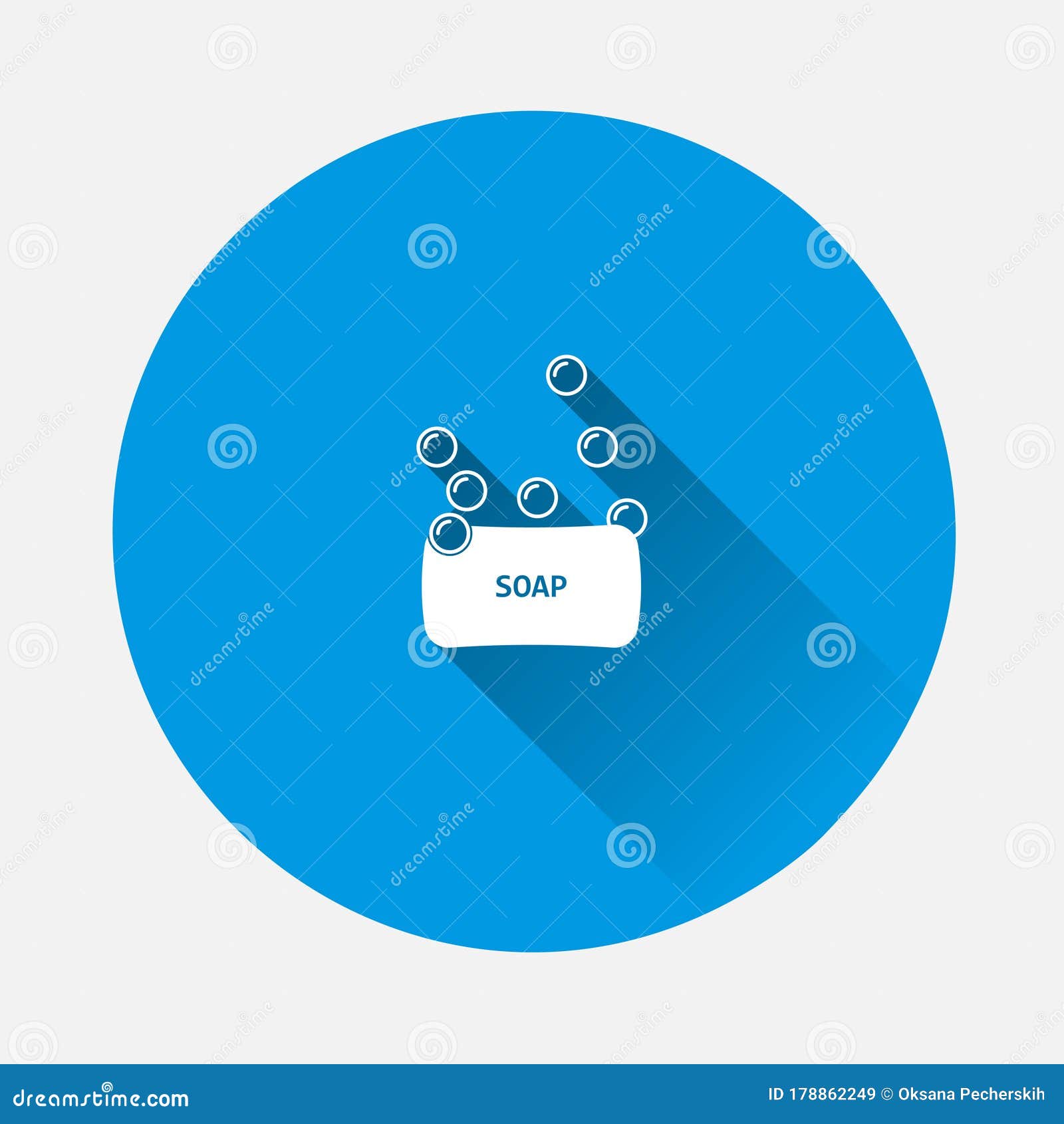 Vector Soap and Foam Icon on Blue Background. Flat Image with Long ...