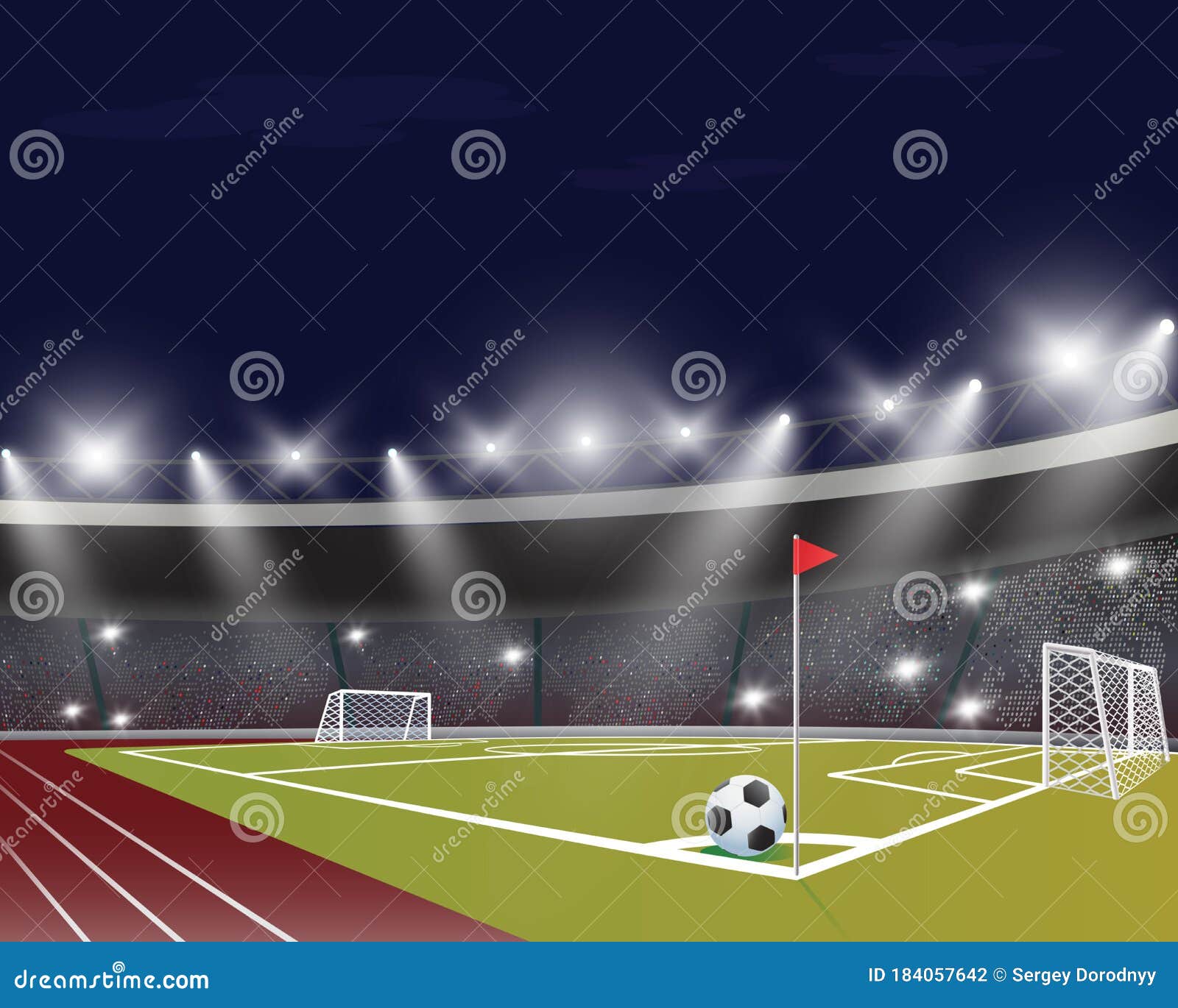 Vector Soccer Background with Realistic Net and Lighting Stock Vector ...