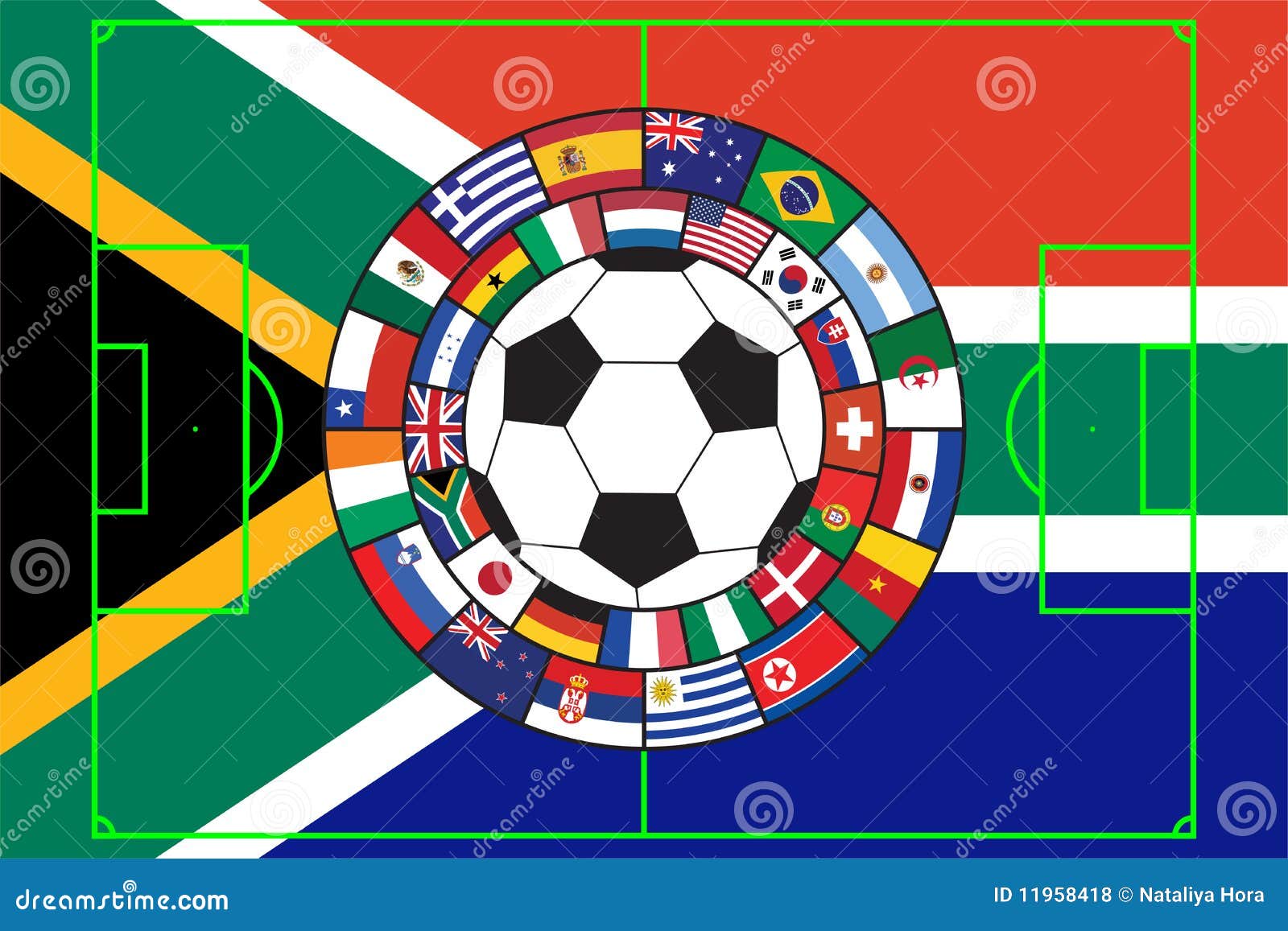 Vector of Soccer Ball with Flags Stock Vector - Illustration of drawing ...