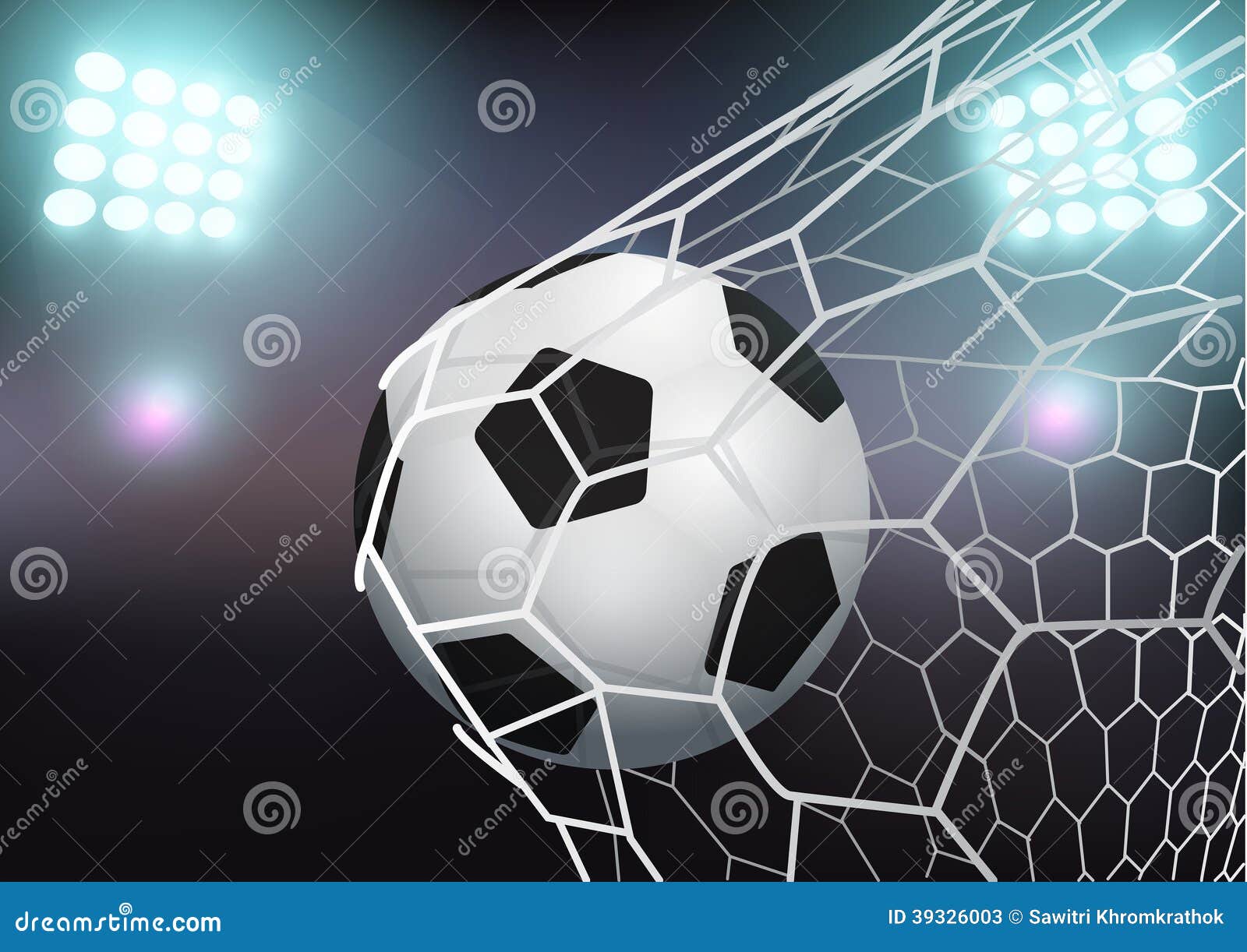 Vector Soccer Ball in the Goal Net on Stadium Stock Vector ...