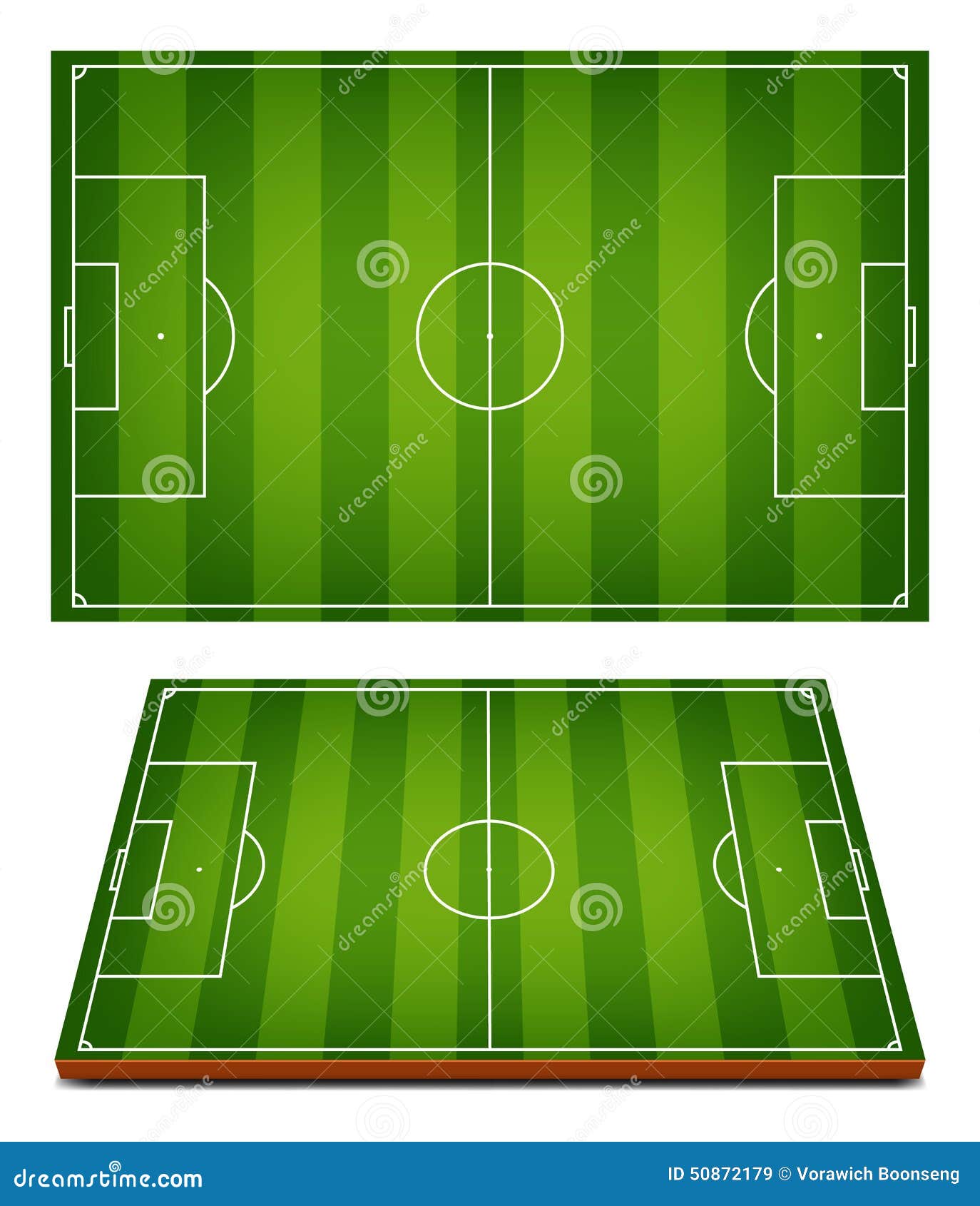 Soccer Fields In Four Different Positions Green Set. Football Pitches ...