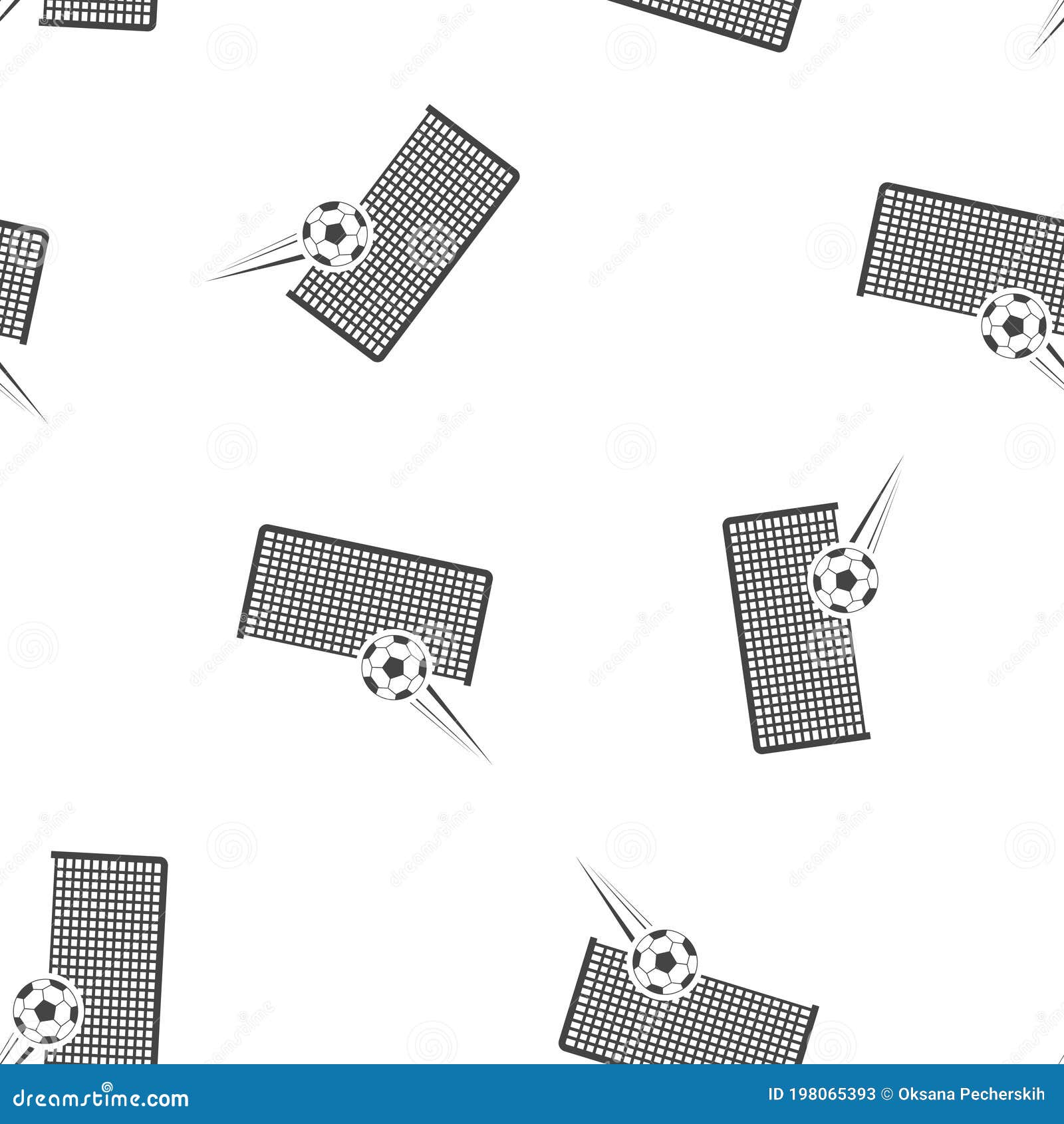 Vector Soccer Goal on Seamless Pattern on a White Background Stock ...