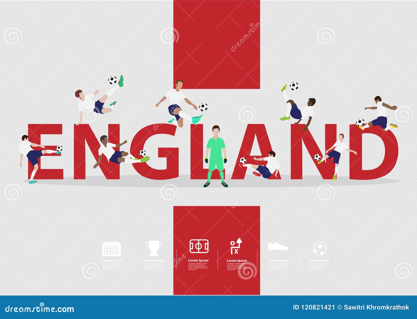 Vector Soccer Players in Action on England Text Stock Vector ...