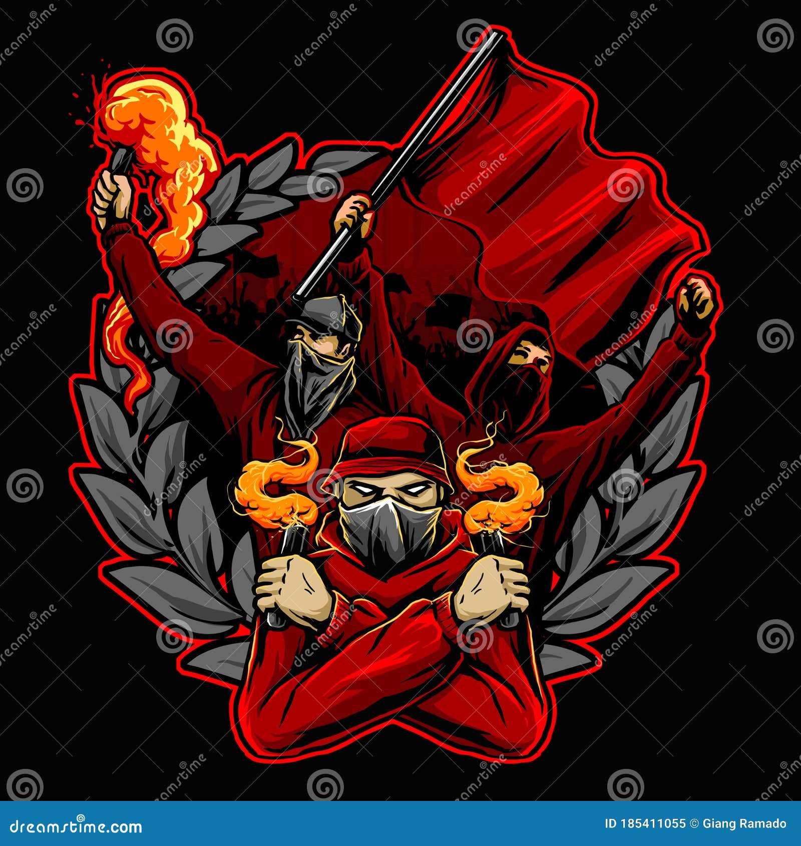 Vector of Soccer Supporter with Flare and Flag Stock Vector ...