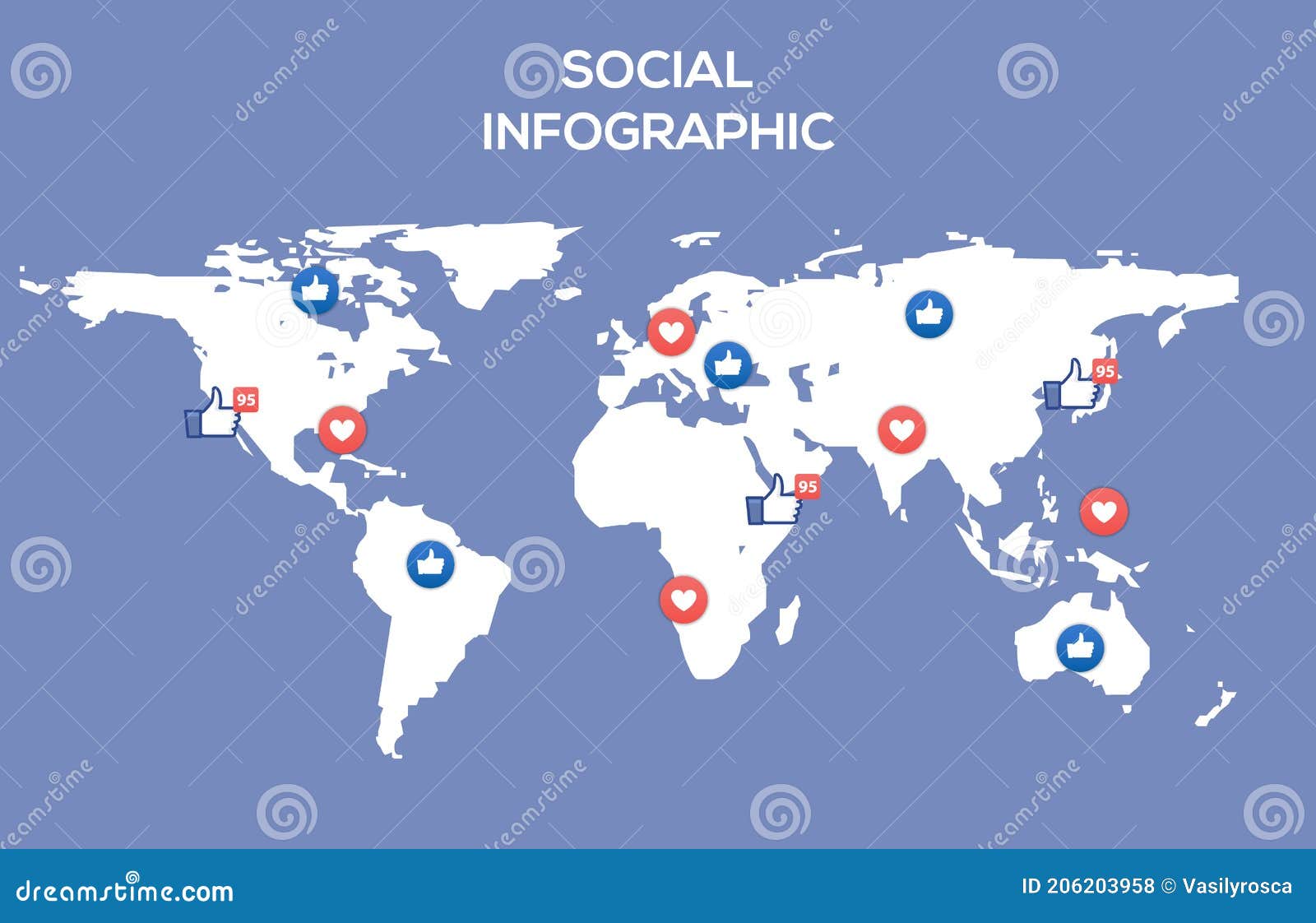 Vector Social Media Map Internet Community. Business People World ...
