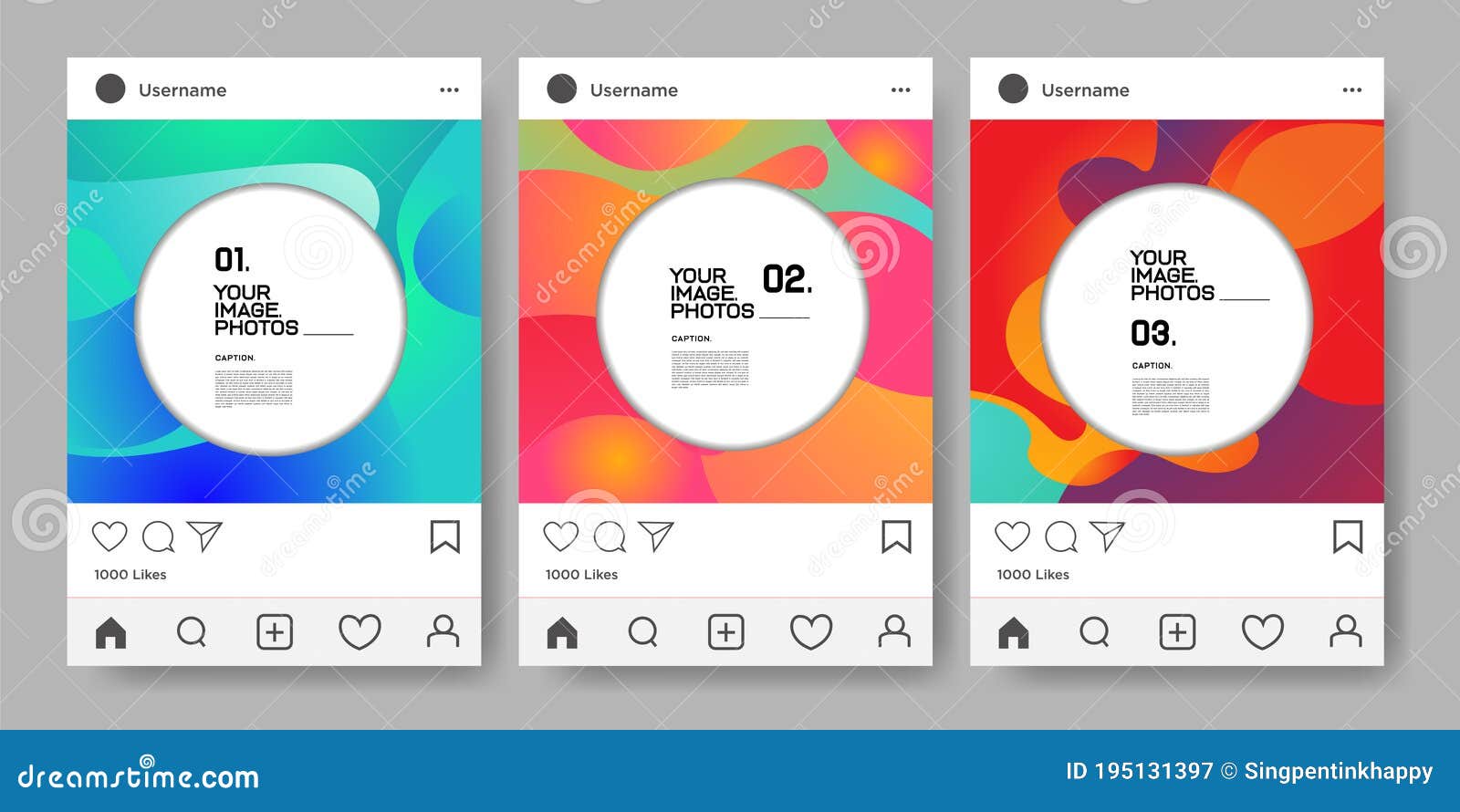 Colourful Abstract Vector Design Template for Instagram Feed Stock ...