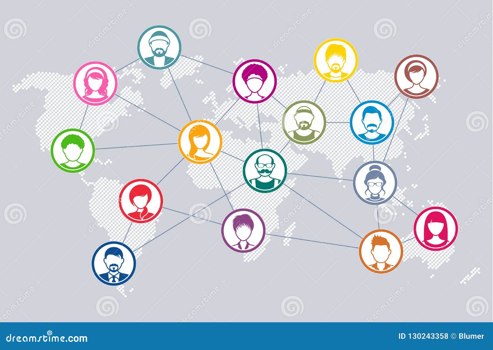 Vector Social Network Diagram World Map Concept Stock Vector ...
