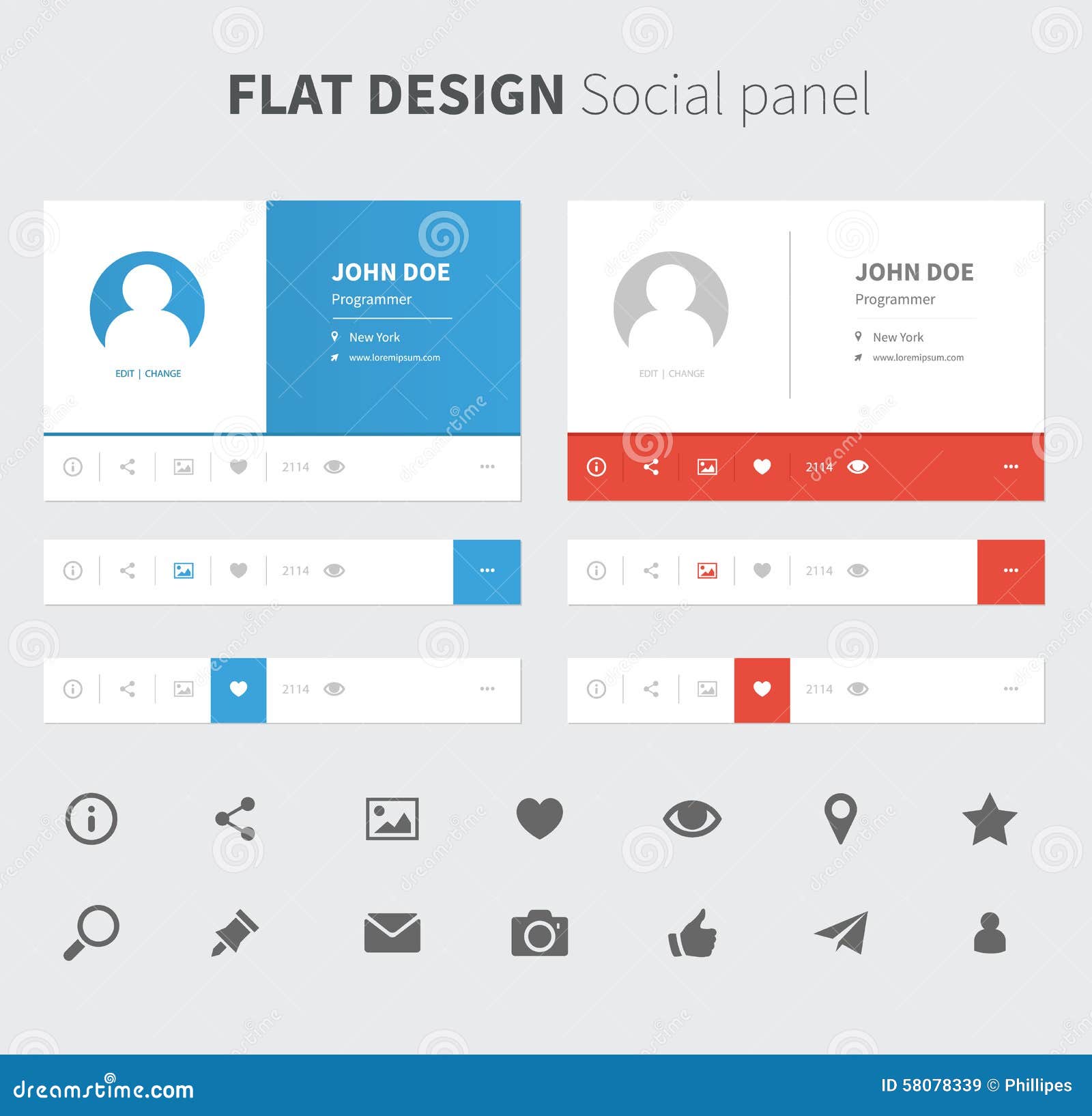 Vector Social Panel in Flat Design Stock Vector - Illustration of ...
