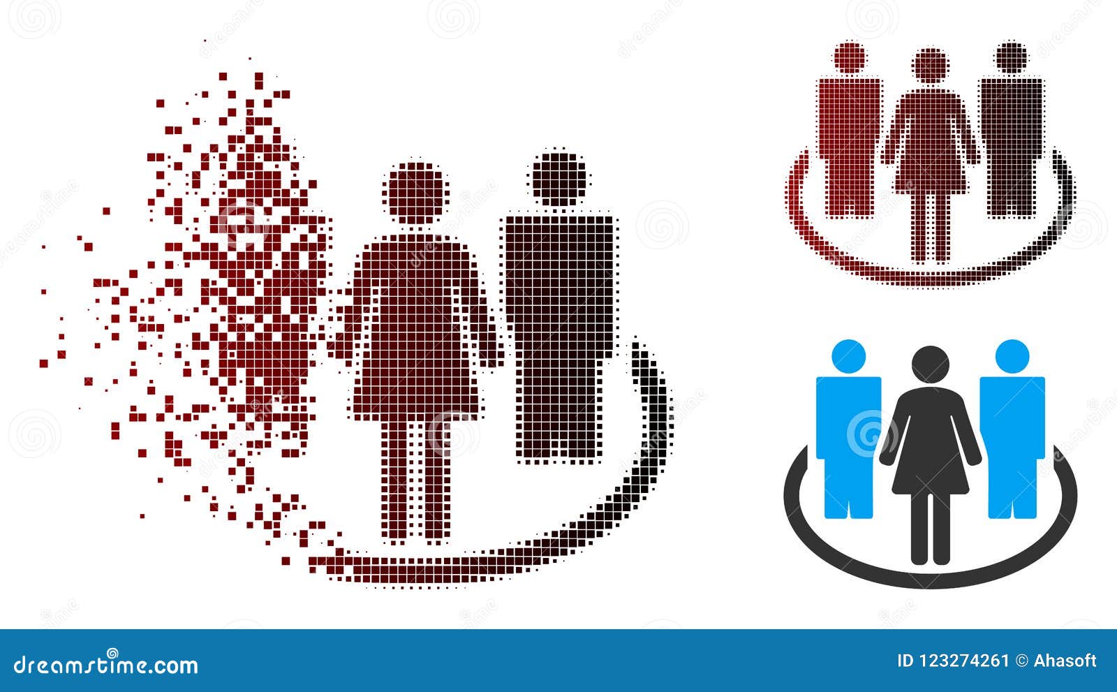 Dissolving Pixel Halftone Society Icon Stock Vector - Illustration of ...