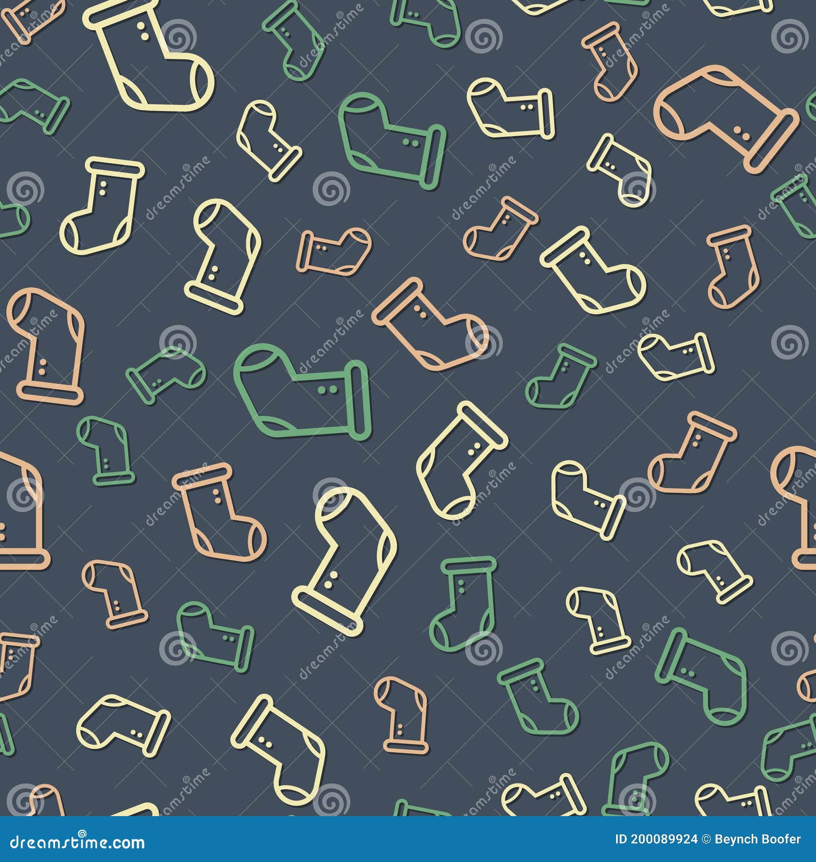 Vector Socks Seamless Pattern on a Dark Background. Multicolored ...