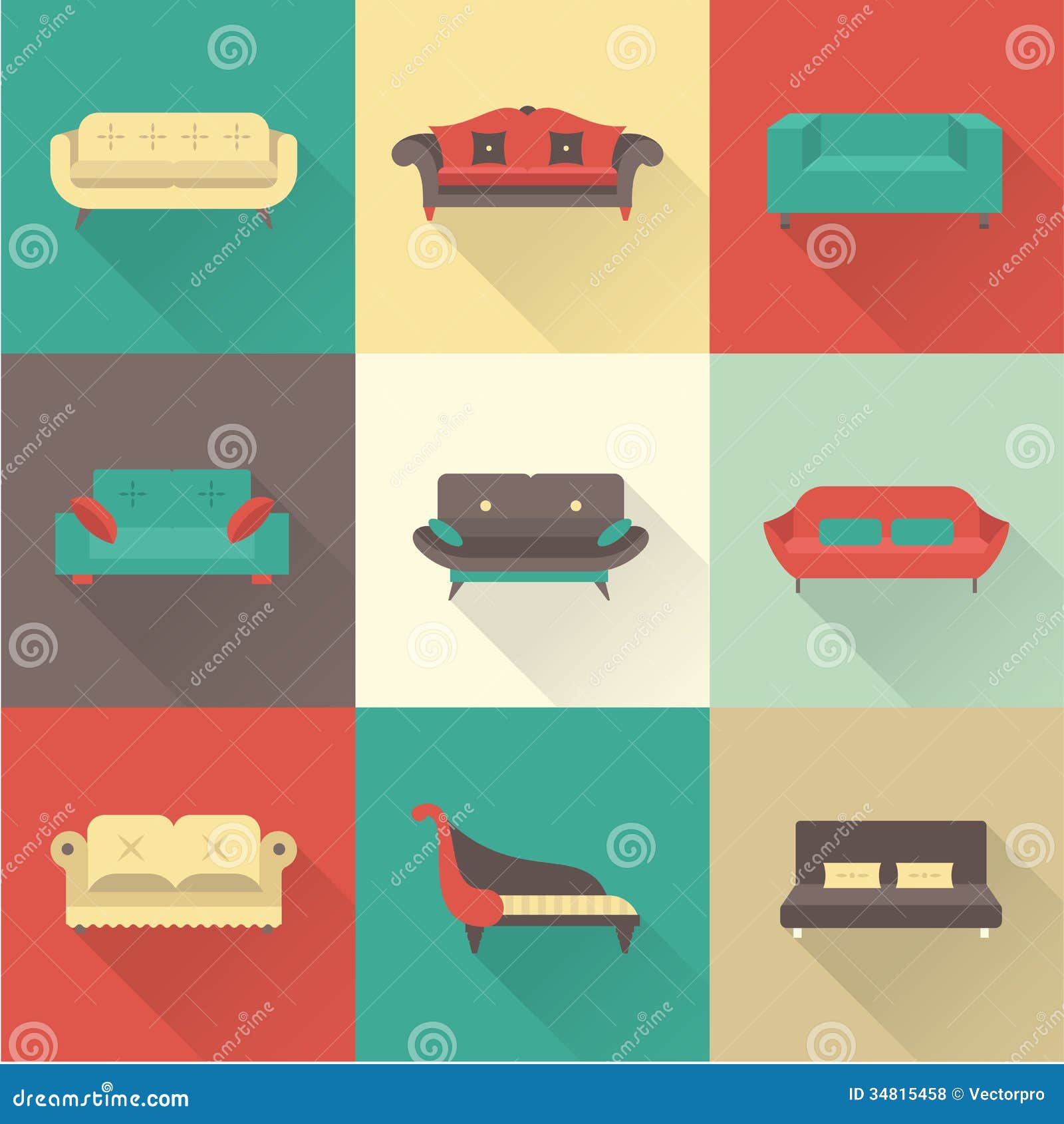 Vector sofa icons stock vector. Illustration of cute - 34815458