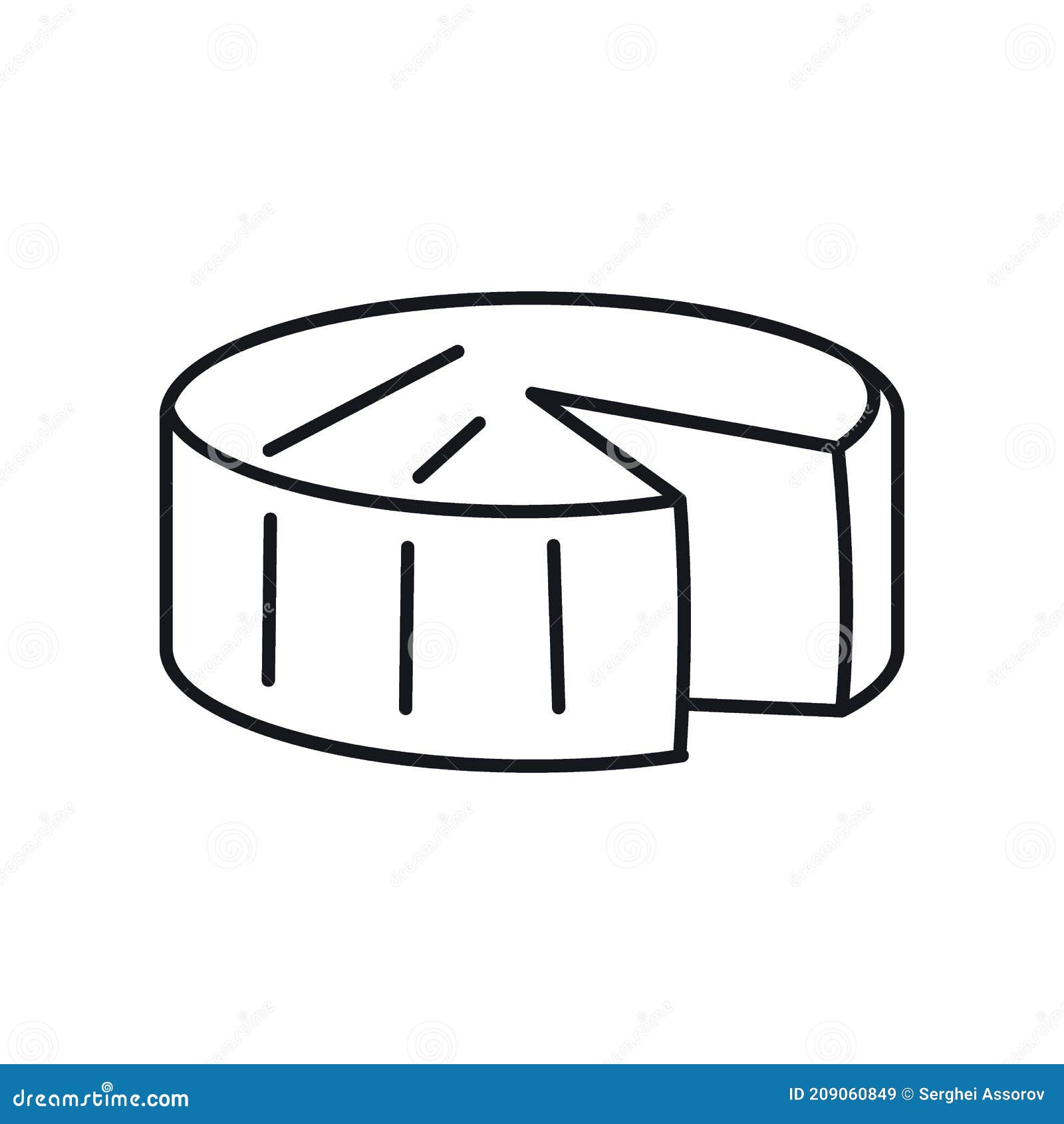Vector Soft Brie Cheese in Line Style Isolated Stock Vector ...