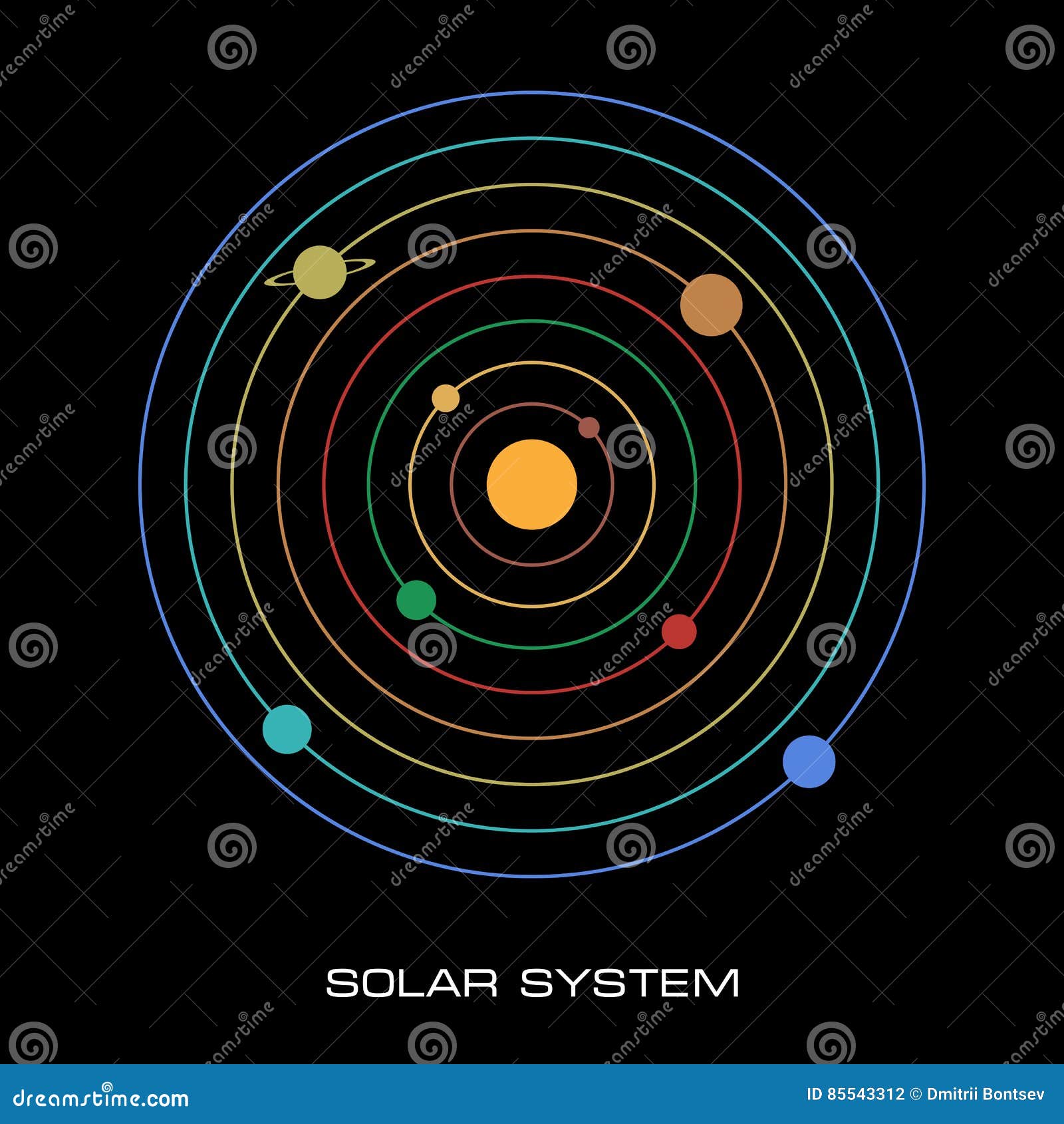 Vector Solar System with Planets Stock Vector - Illustration of circle ...
