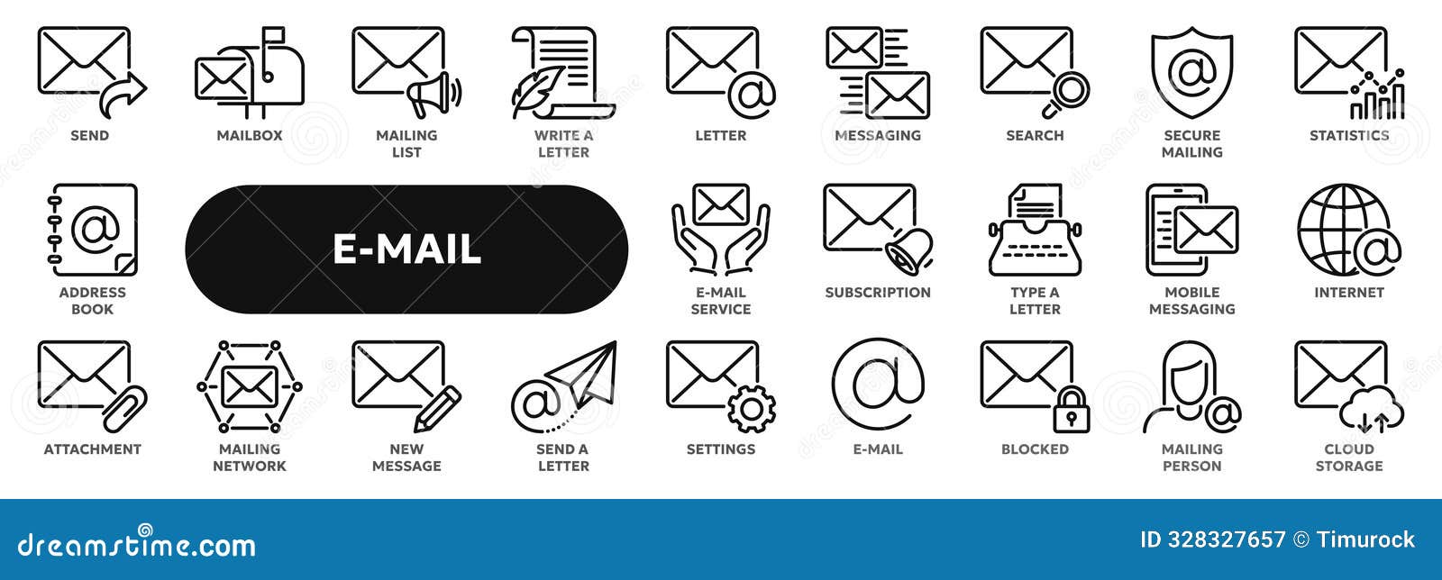 Vector Solid Icons of E-mail and Contact Stock Vector - Illustration of ...