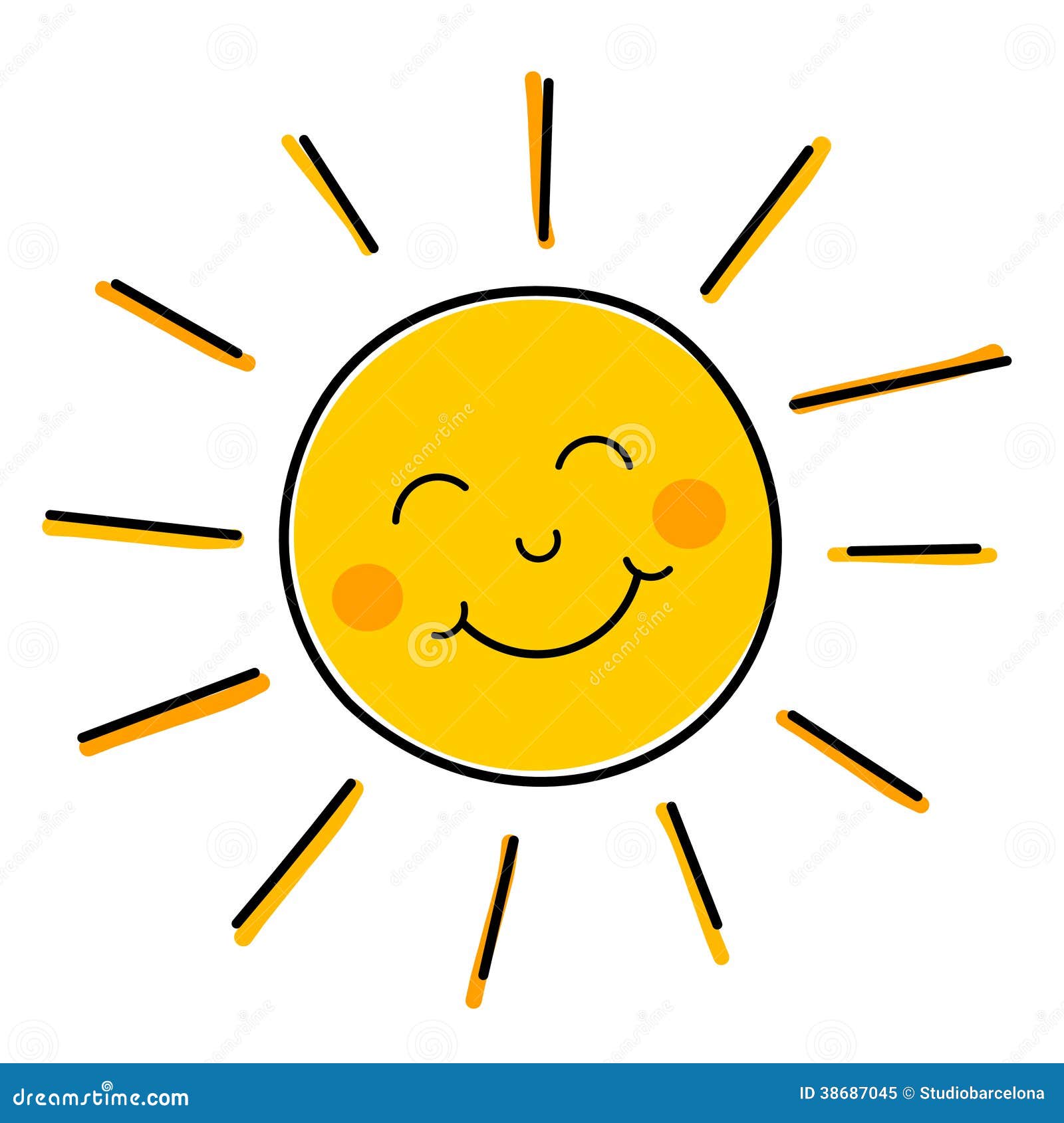 Vector sonriente del sol stock de ilustración. Ilustración de infantil - 38687045