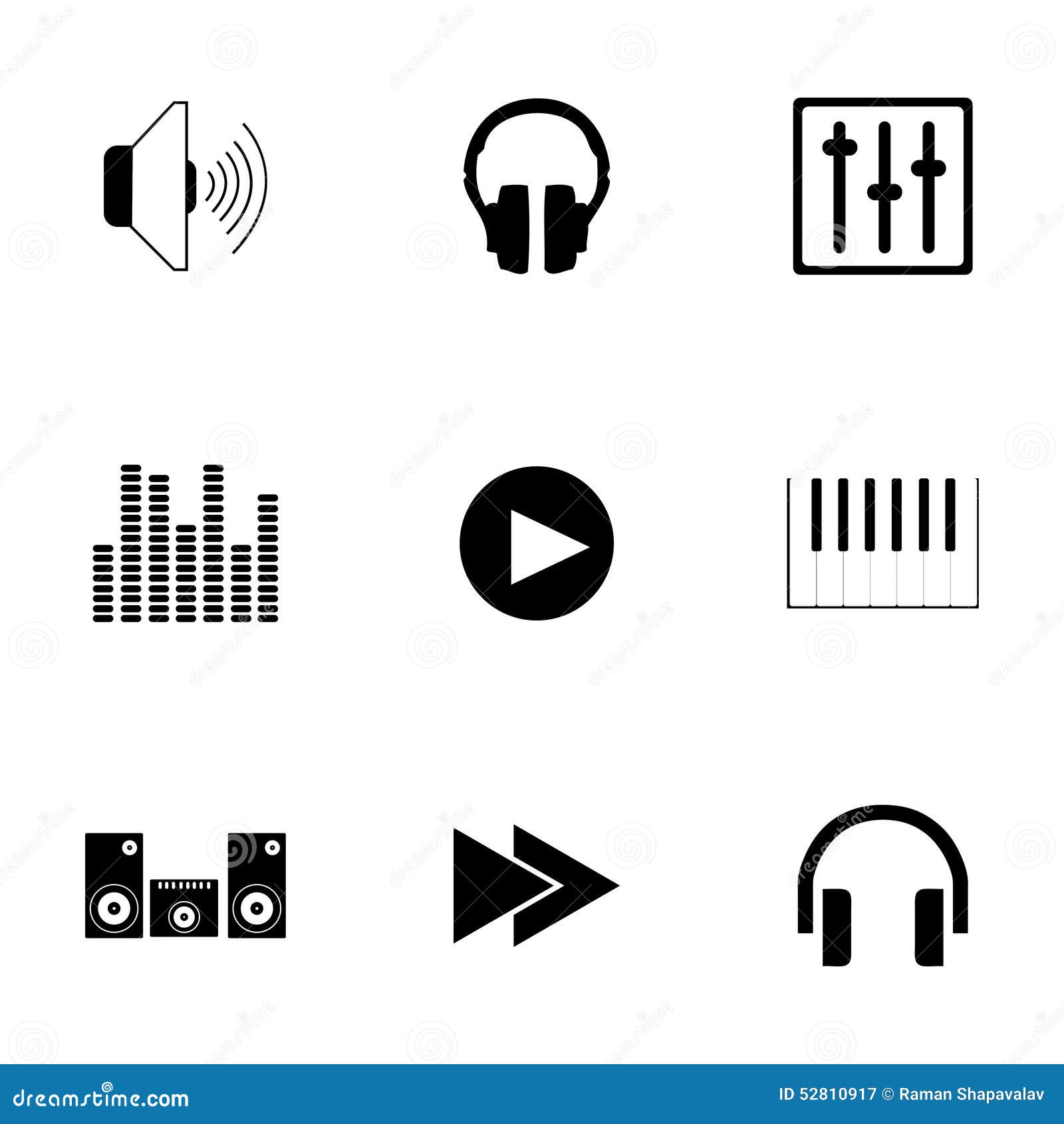 Vector sound icons set stock vector. Illustration of multimedia - 52810917