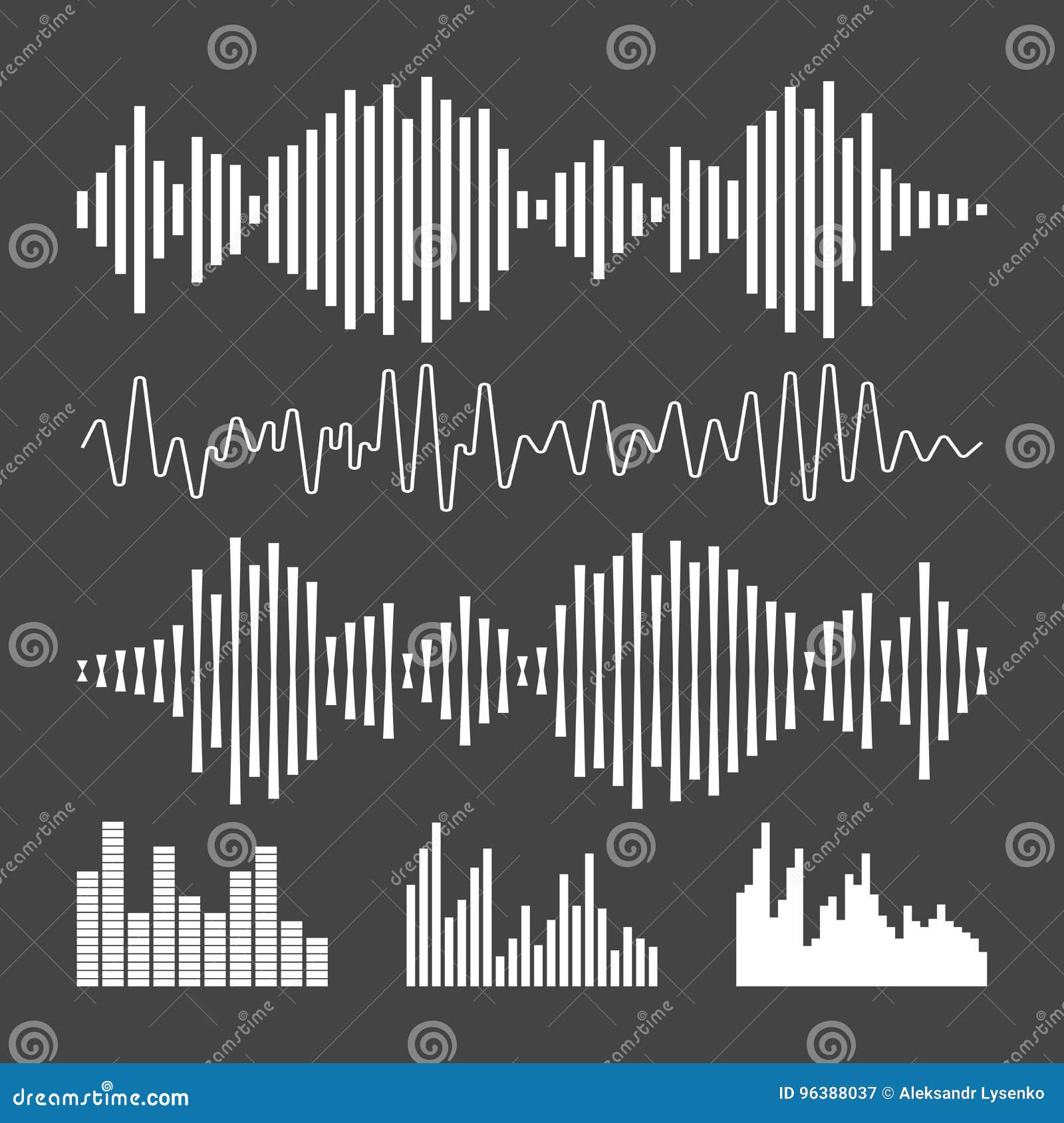 Sound Waveforms Vector Illustration | CartoonDealer.com #55138494