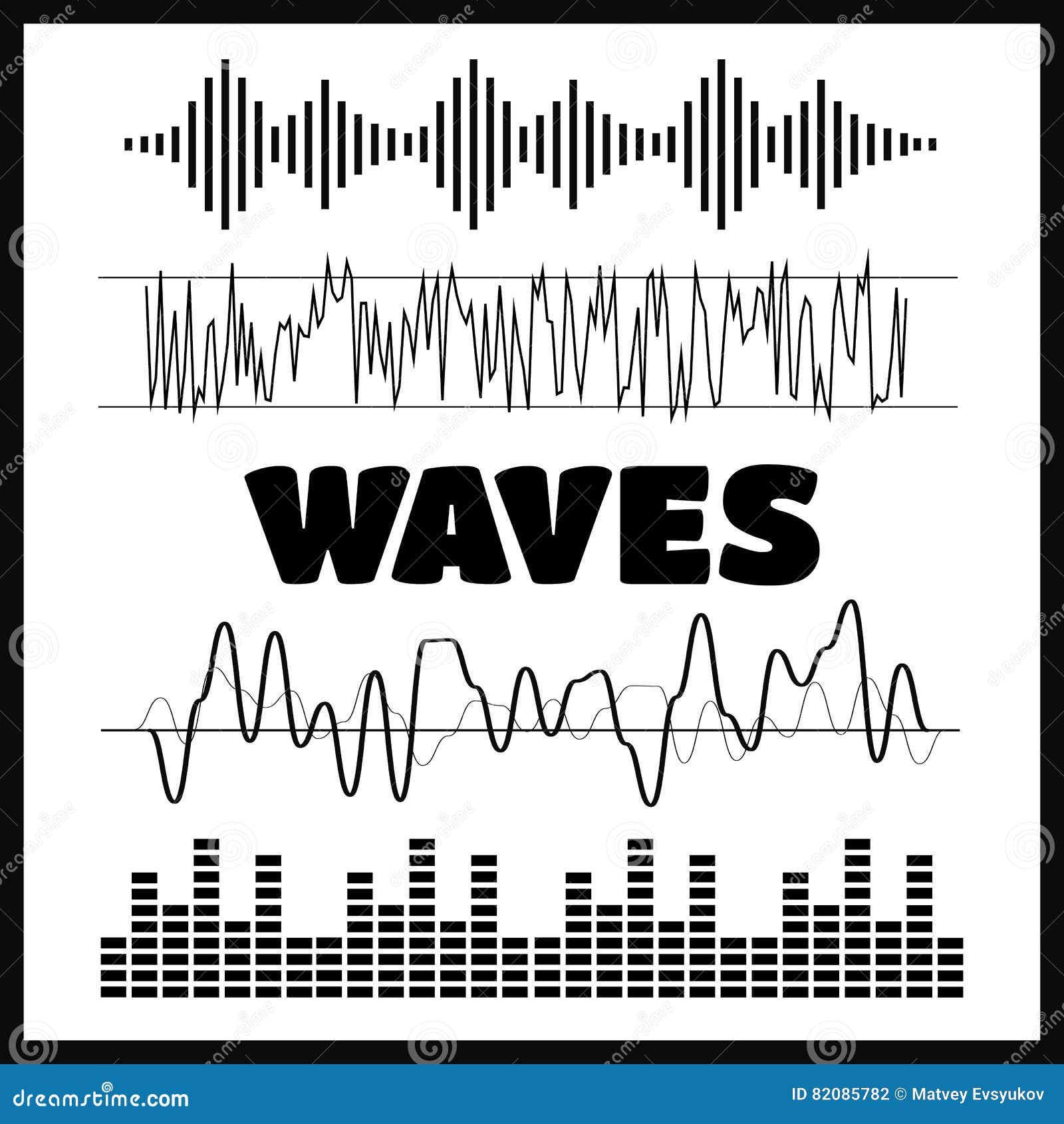 Vector Sound Waveforms. Waves and Musical Icons Stock Illustration ...