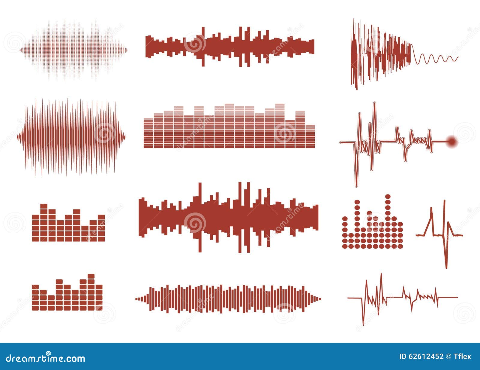 Vector Sound Waves Set. Audio Equalizer Technology, Pulse Musical Stock ...