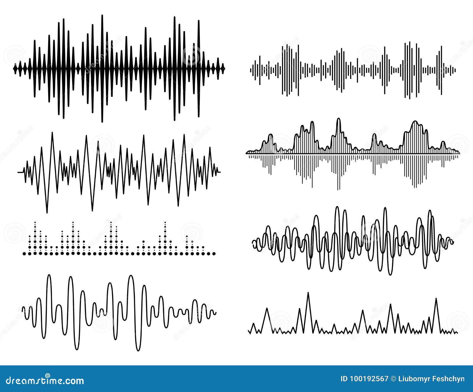 Vector Sound Waves Set. Audio Player. Audio Equalizer Technology, Pulse ...