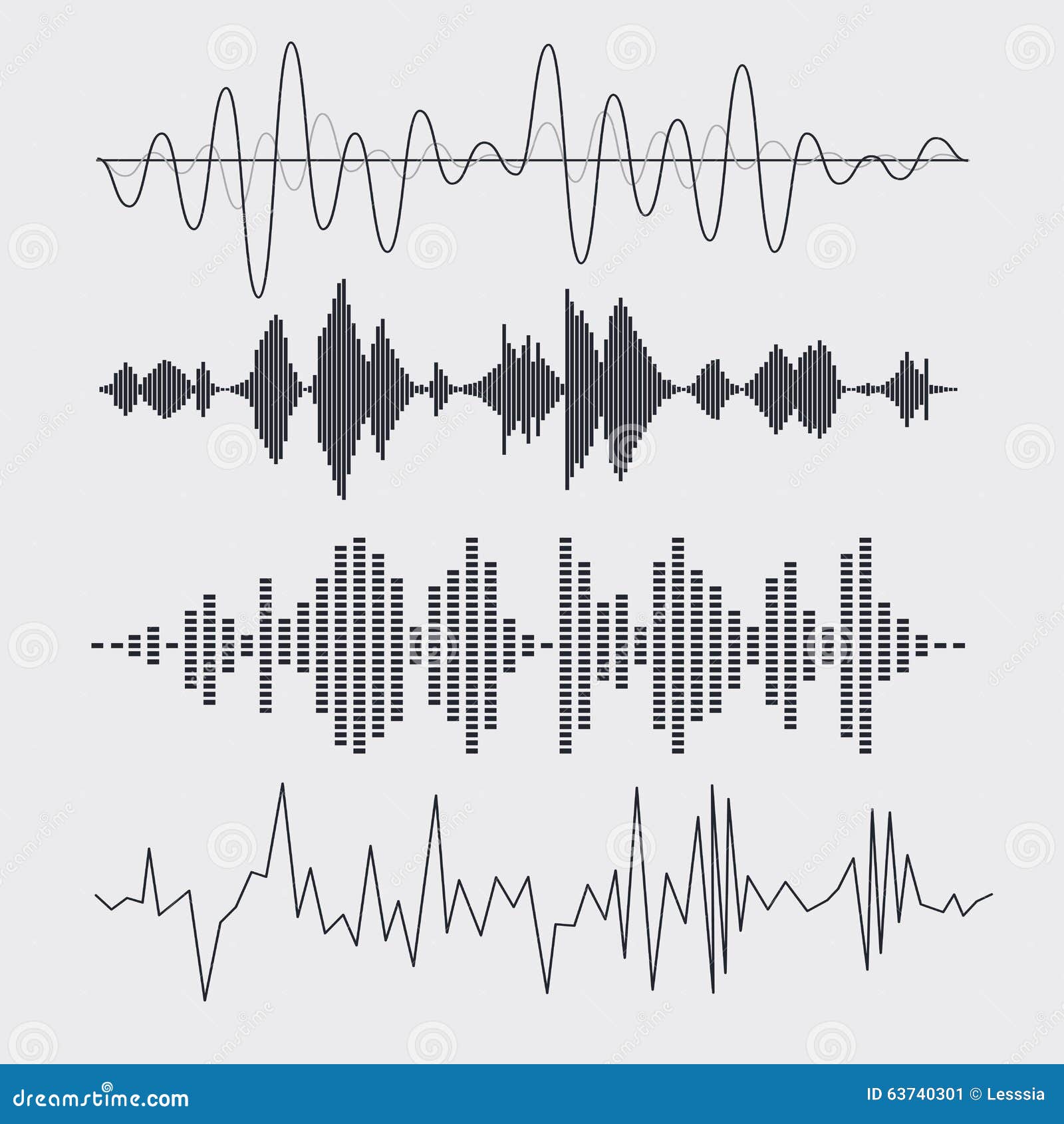 Vector Sound Waves Set. Music Stock Vector - Illustration of electronic ...