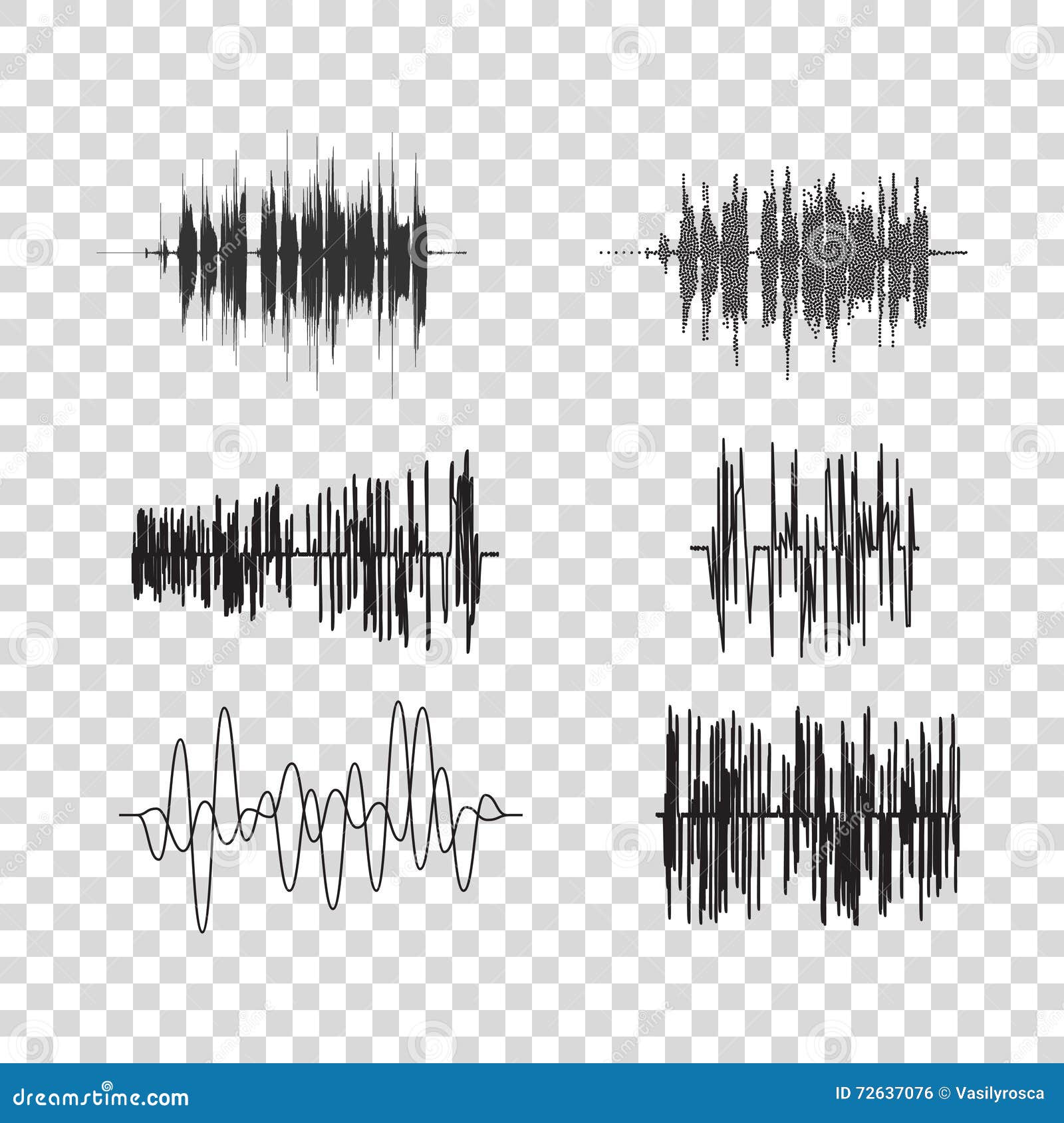 Vector Sound Waves Set on Transparent. Audio Equalizer Technology ...