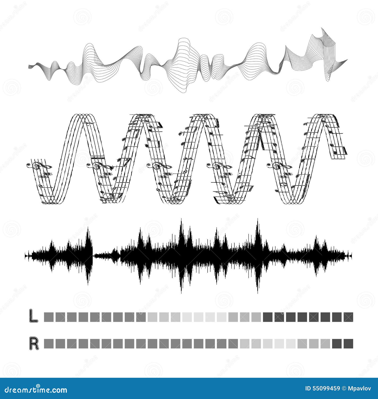 Vector Sound Wave. Processing Circle. Development Process. Buffer Timeline Chart. Vector Chart ...