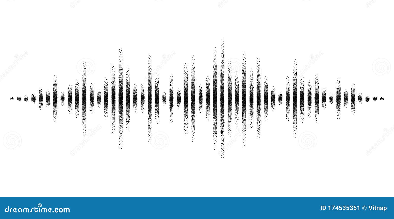 Vector Sound Waves Stylized with Stippled Vanishing Columns. Dynamic ...