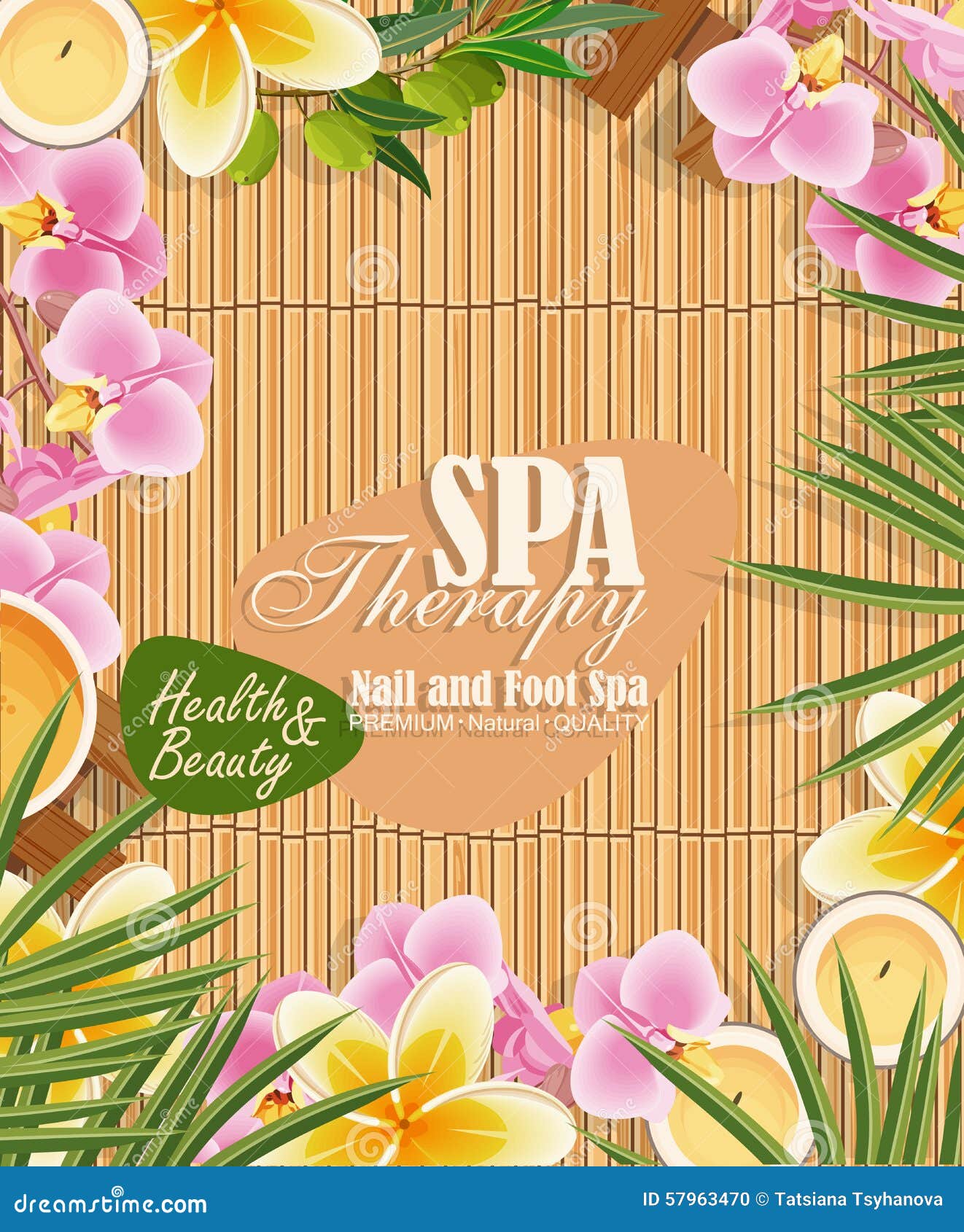 Vector Spa Background with Tropical Flowers Stock Vector - Illustration ...