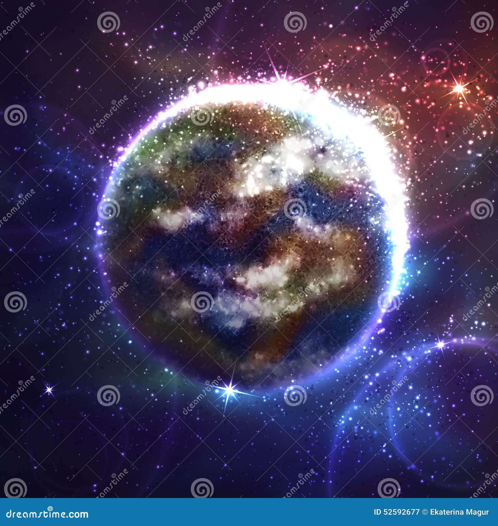 Vector Space Background with Earth Planet Stock Vector - Illustration ...