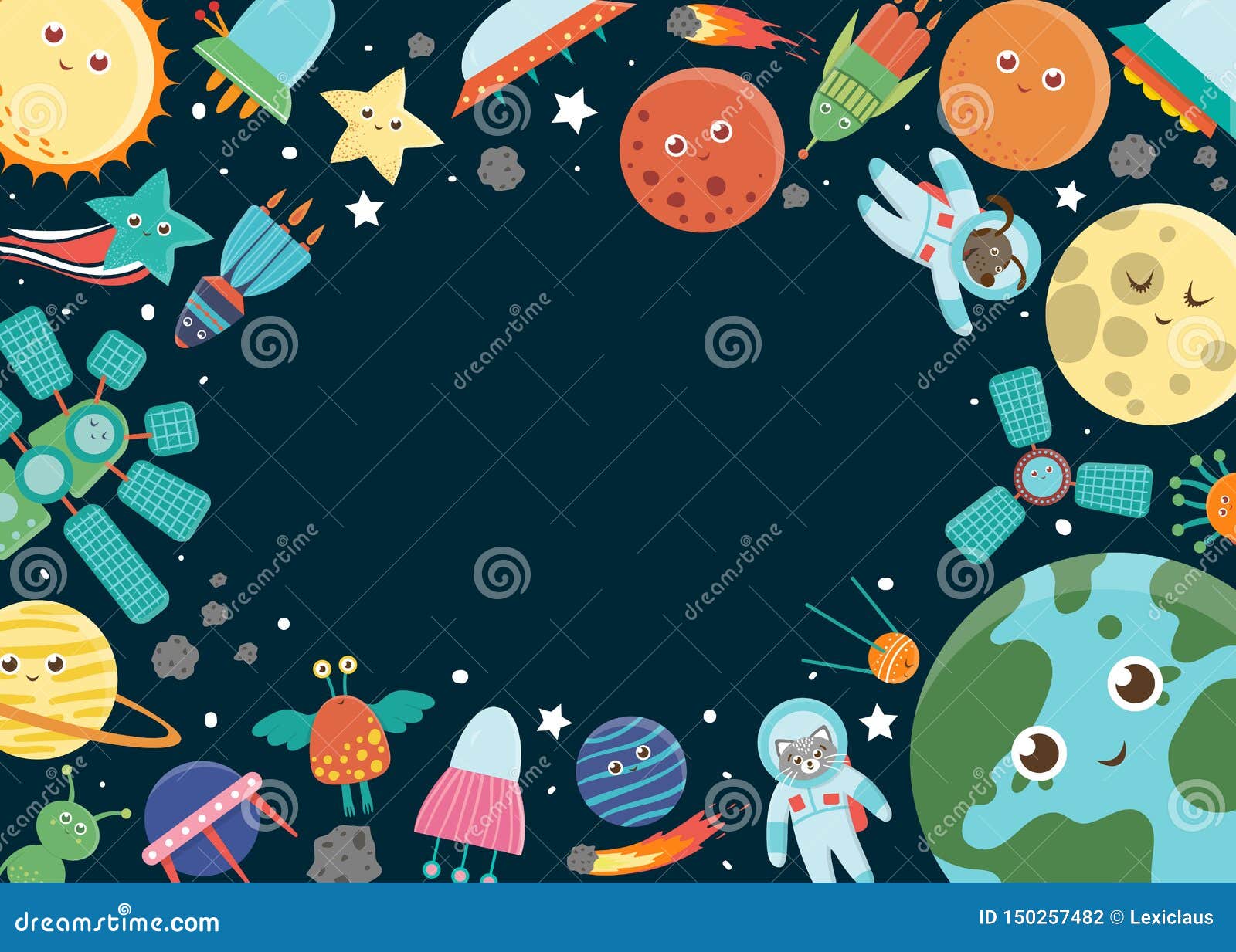 Vector Space Frame Template. Stock Vector - Illustration of baby ...